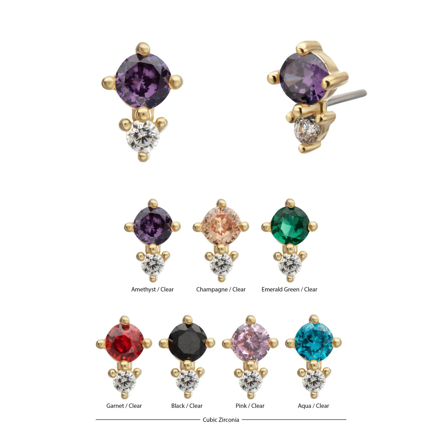 Custom Order 14k Gold Stacked Cluster Threadless End