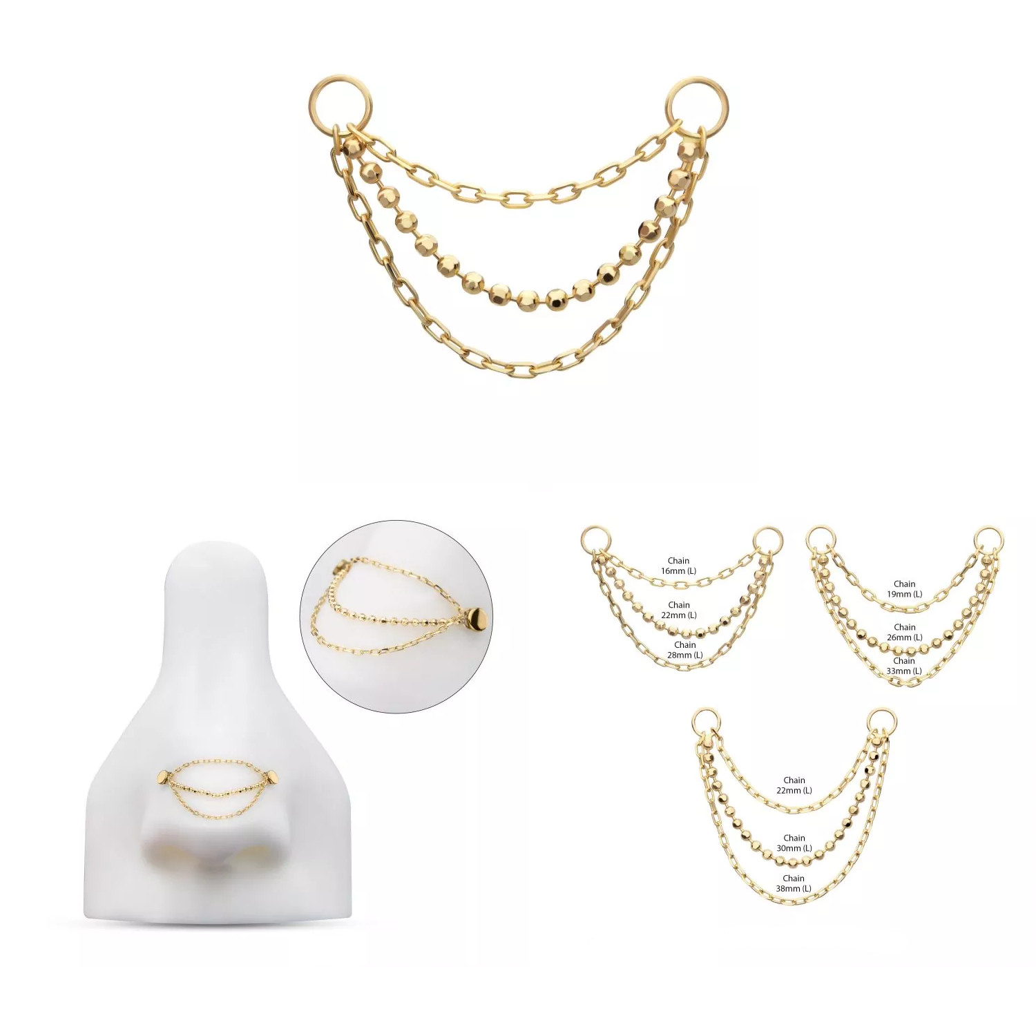 Custom Order 14k Gold Mixed Stacked Chains