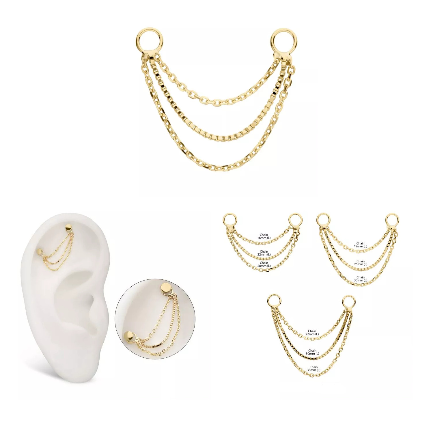 Custom Order 14k Gold Mixed Stacked Chains