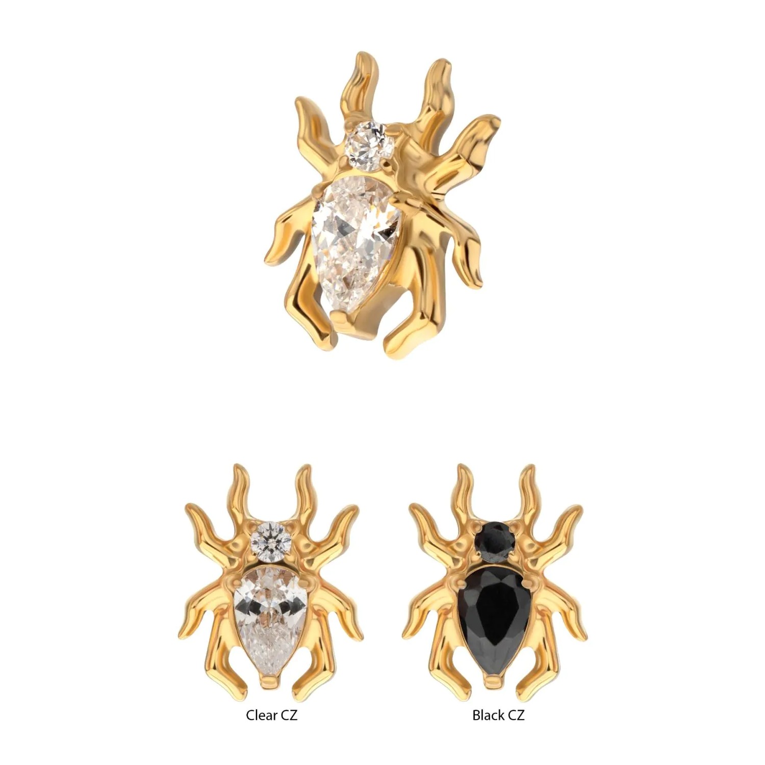 24k Gold Plated Titanium Gemmed Spider Threadless End