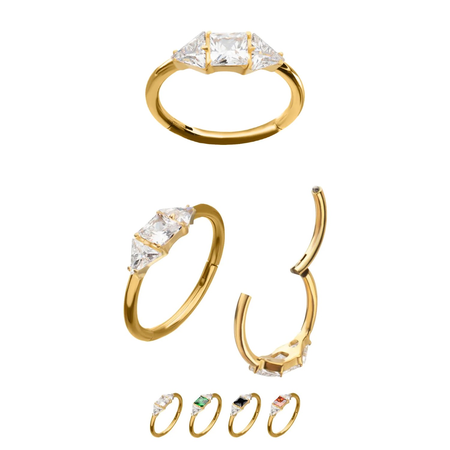 Custom 24k Yellow Gold Plated Titanium Princess Cut Clicker