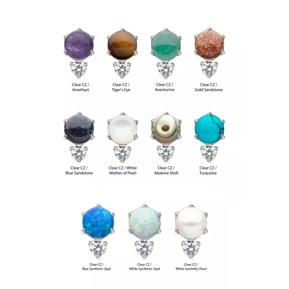 Titanium Prong Set Double Gem End