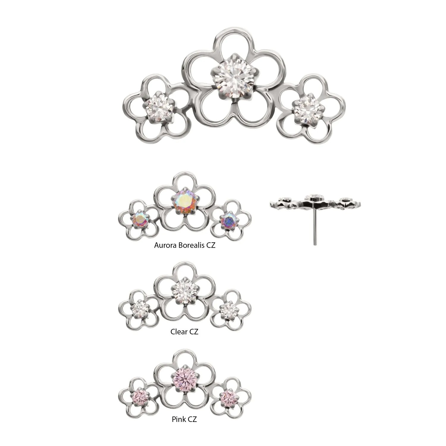 Titanium Cherry Blossom Cluster Threadless End