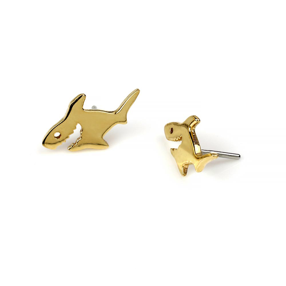 14k Yelow Gold Shark Threadless