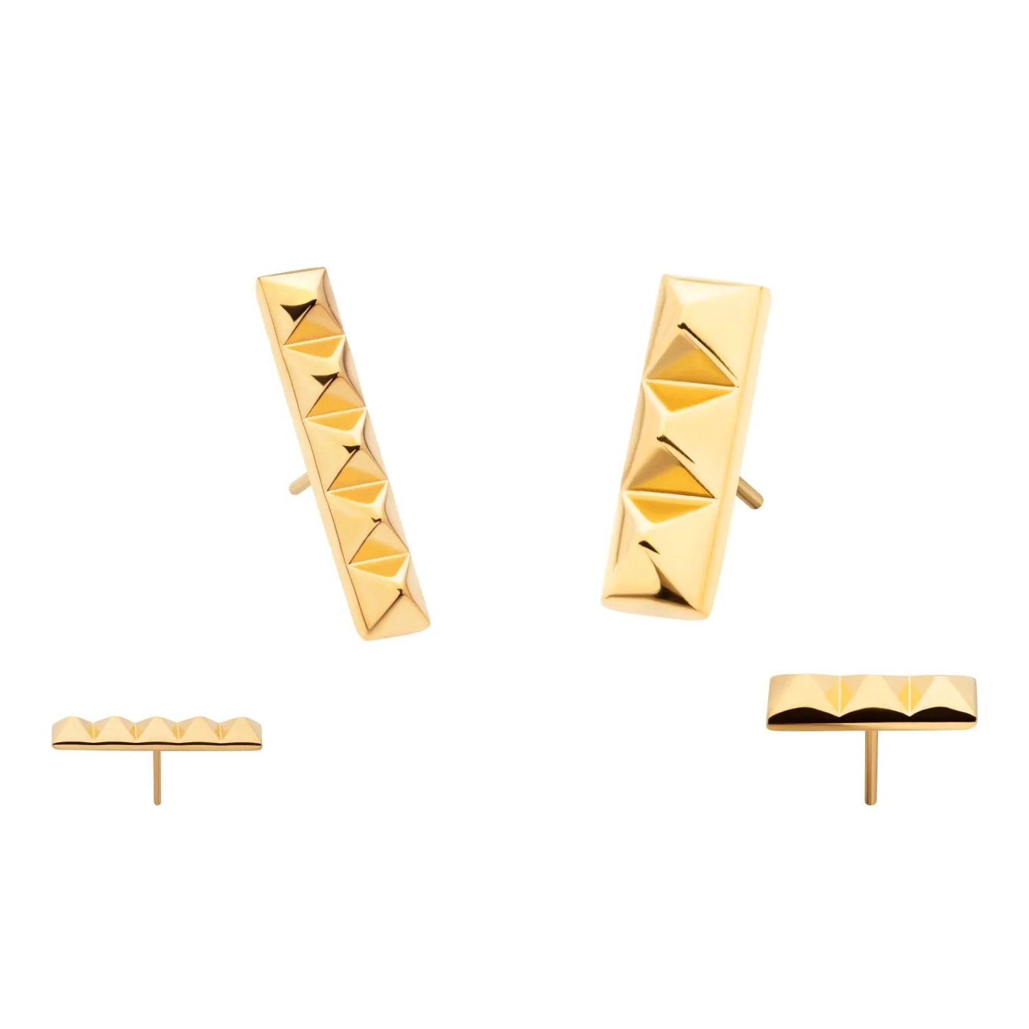 24k Gold Plated Titanium Pyramid Studded Threadless End