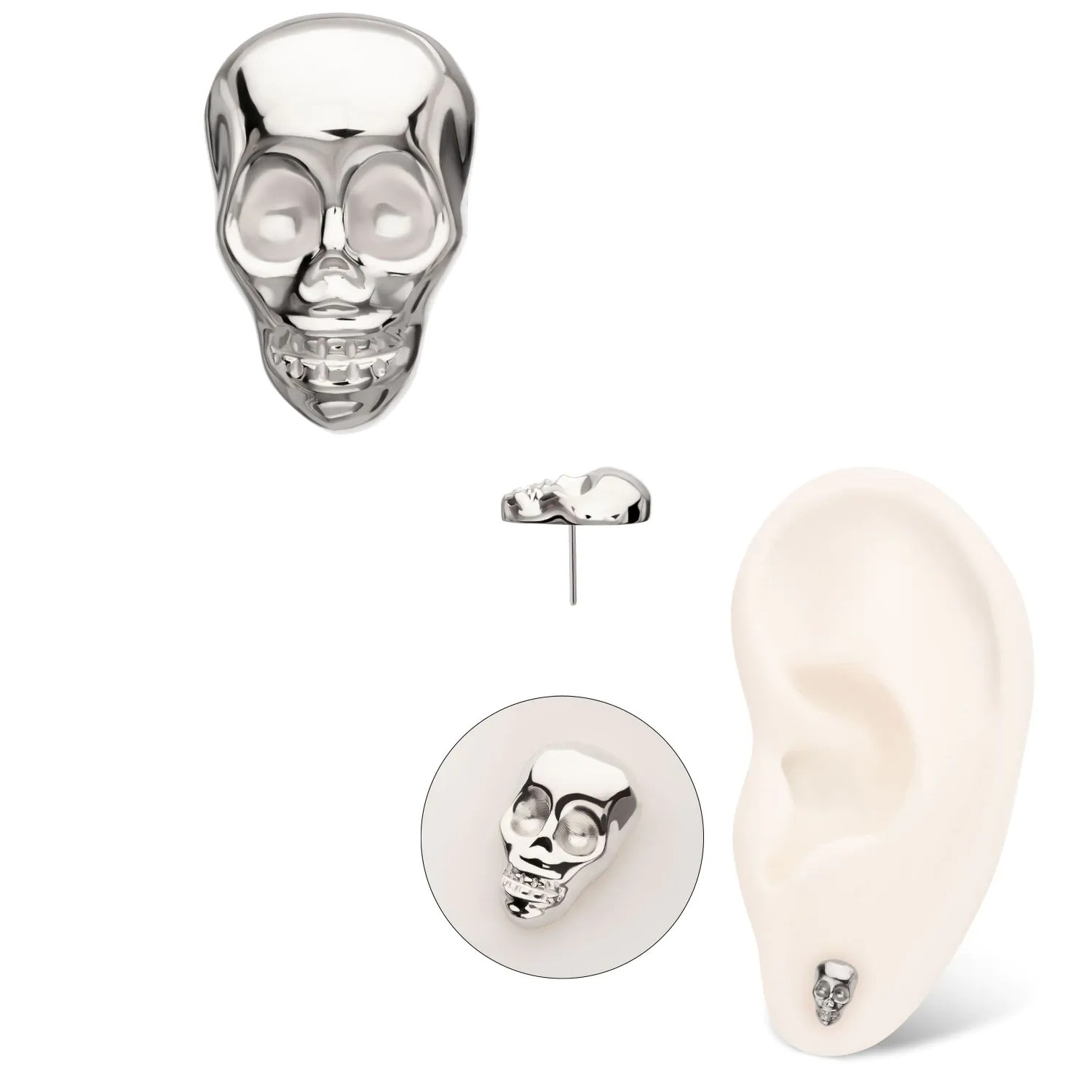 Custom Order Titanium 3d Skull Threadless End