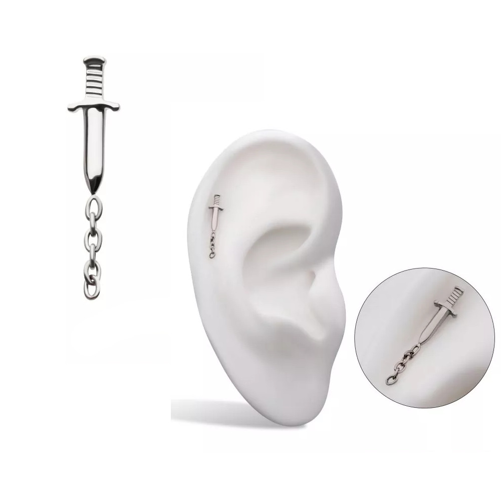 Custom Order Titanium Dagger Ends With Dangle Chain