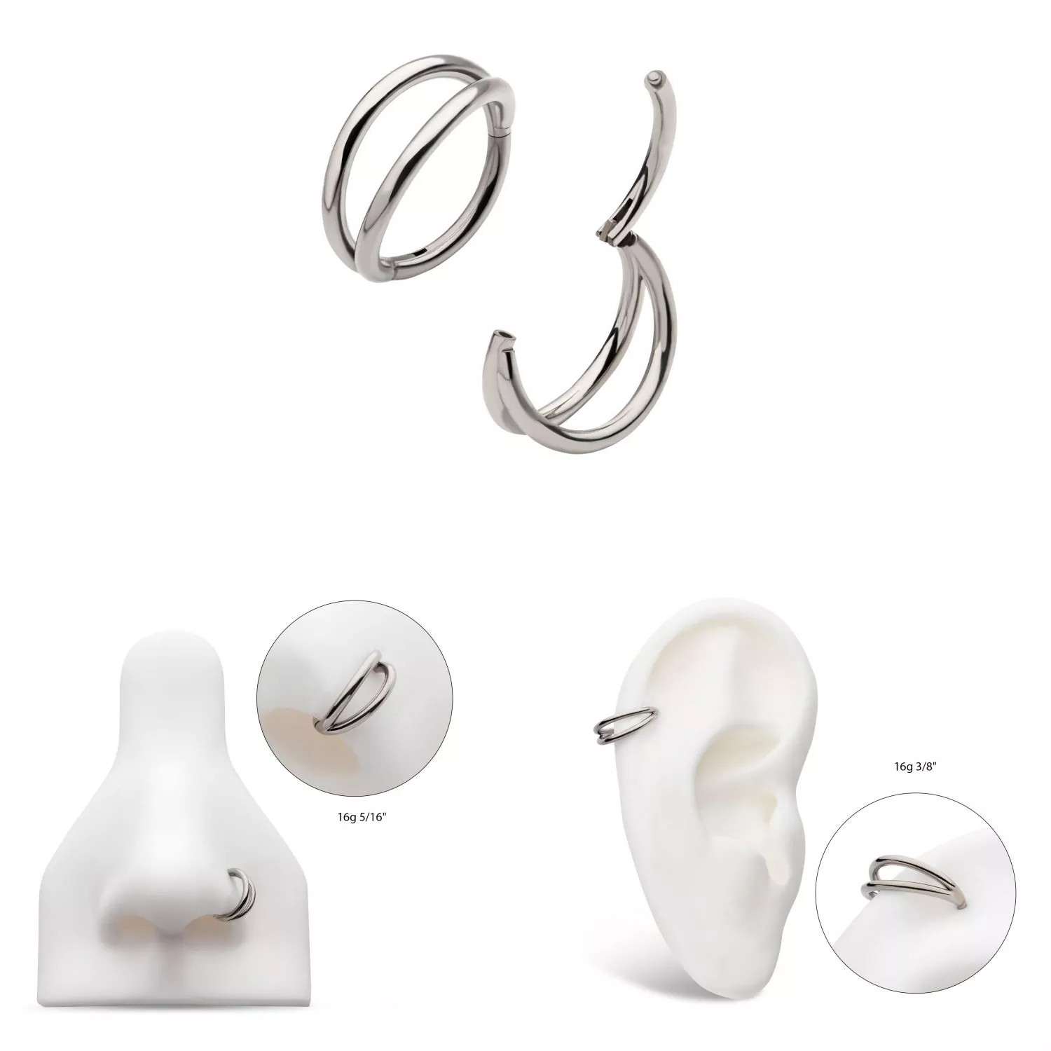 Custom Order Titanium Double Echo Clicker Ring