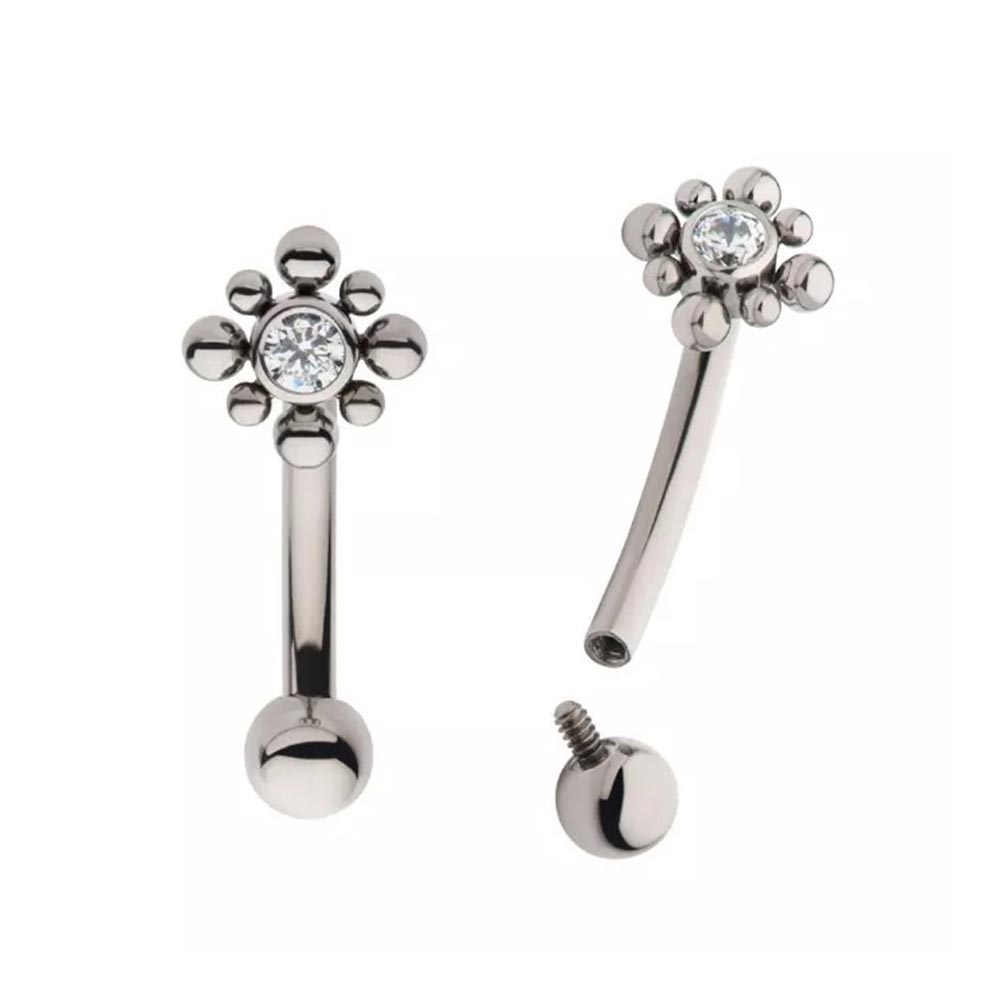 Custom Order Titanium Alternating Bead Gem Curved Barbell