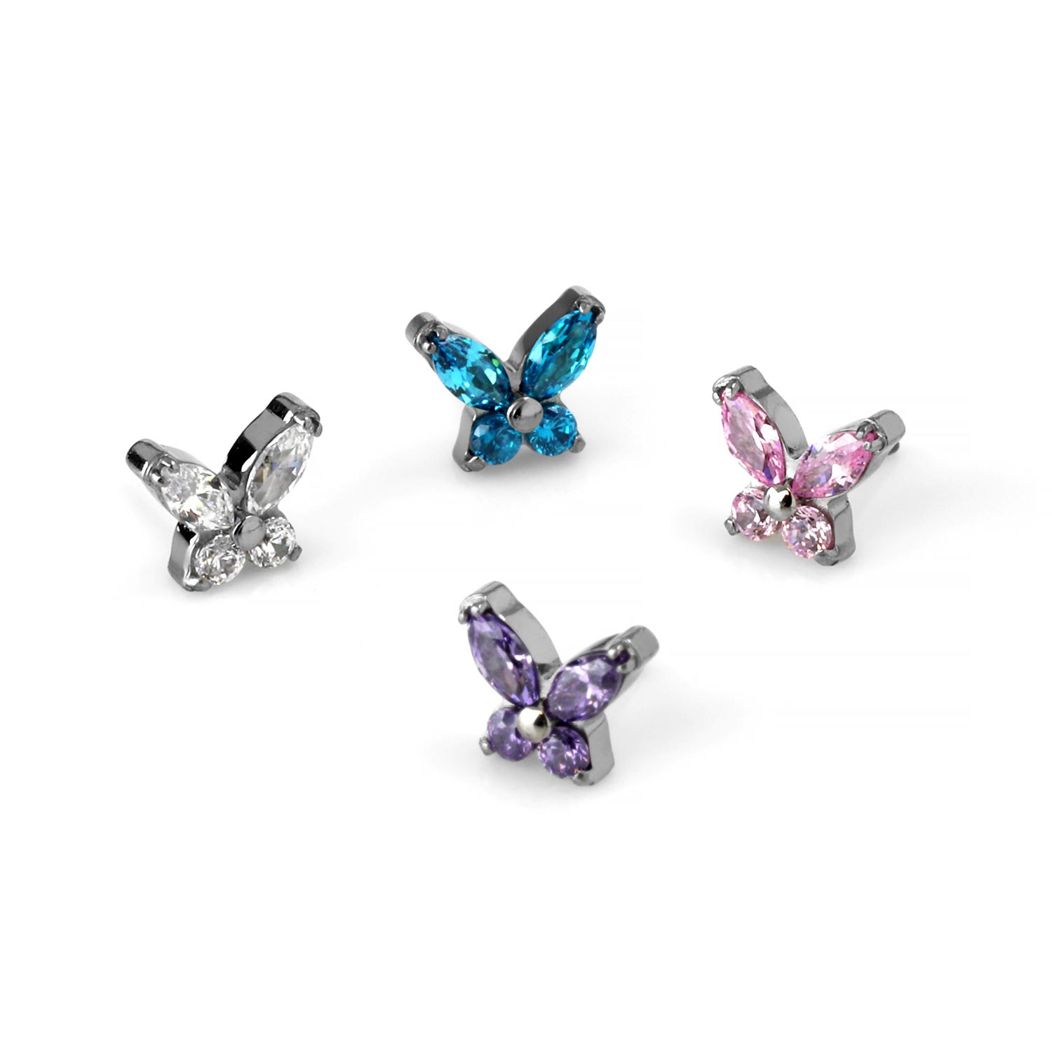Titanium Threadless Butterfly Gem Ends