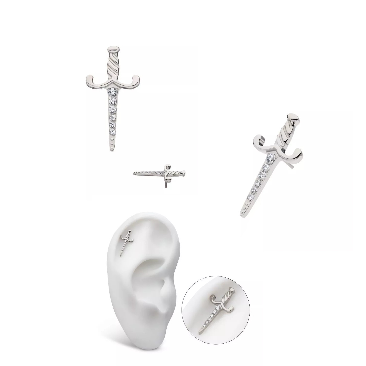 Custom Order Titanium Gemmed Daggers Threadless Ends