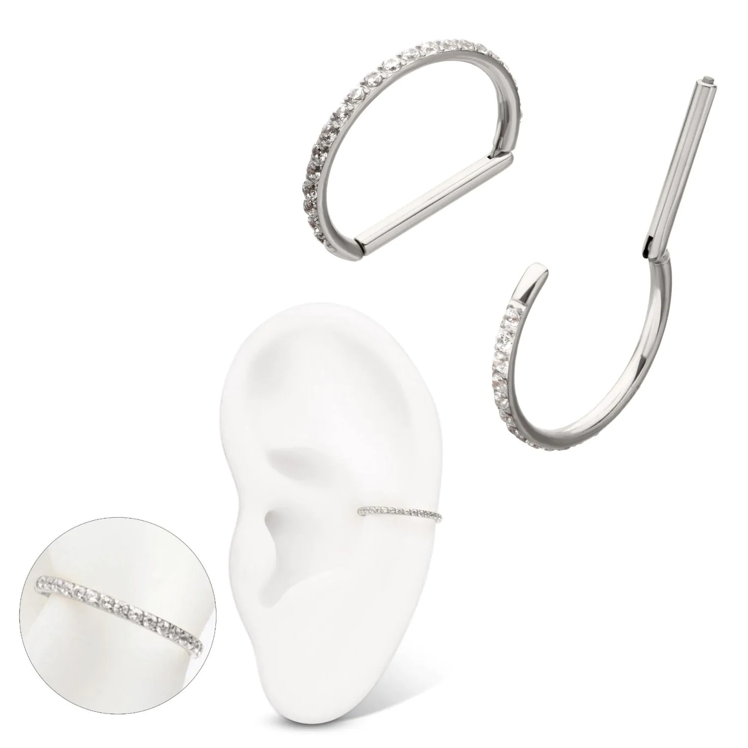 Custom Order Titanium Gemmed D-ring Clicker