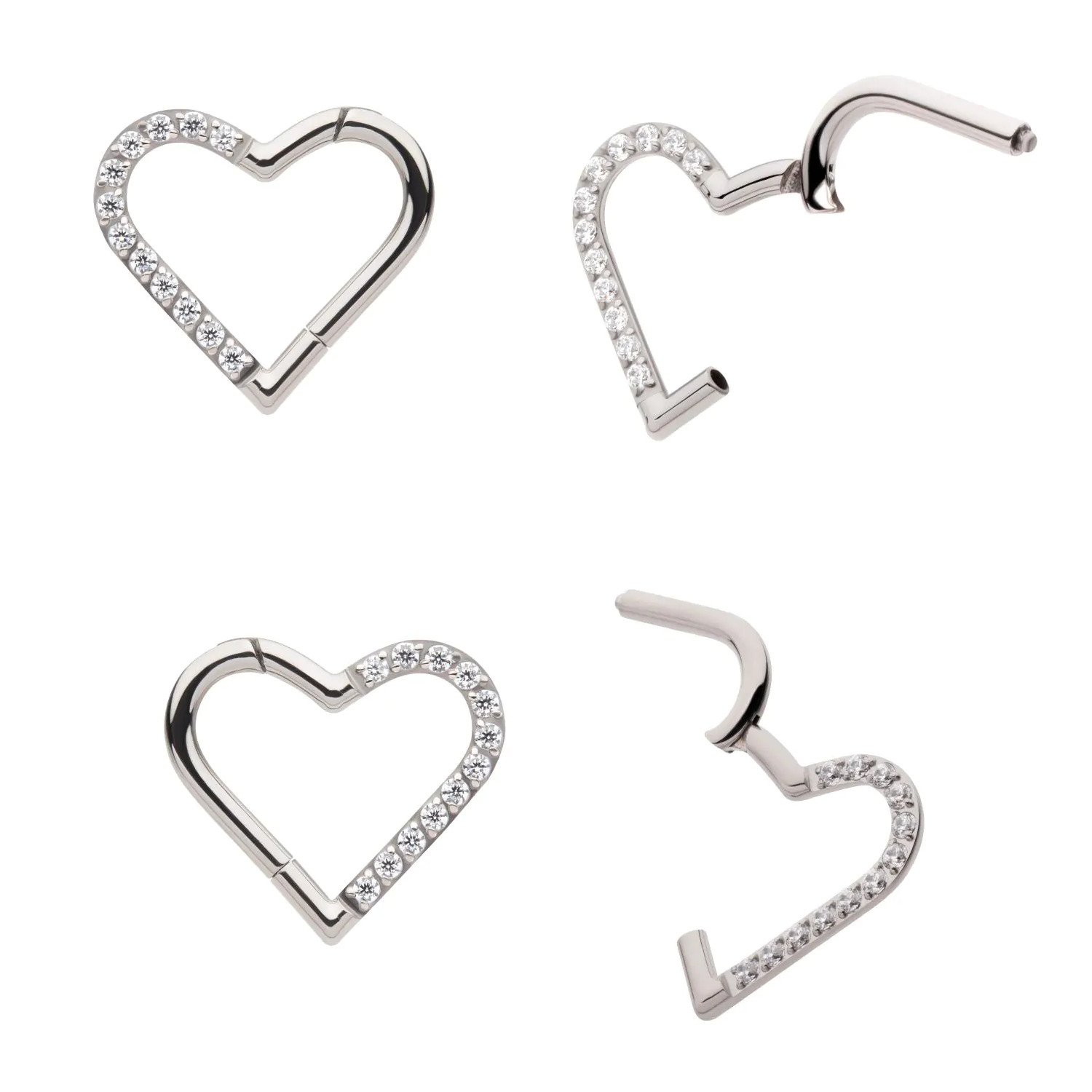 Custom Order Titanium Gemmed Heart Shaped Clicker