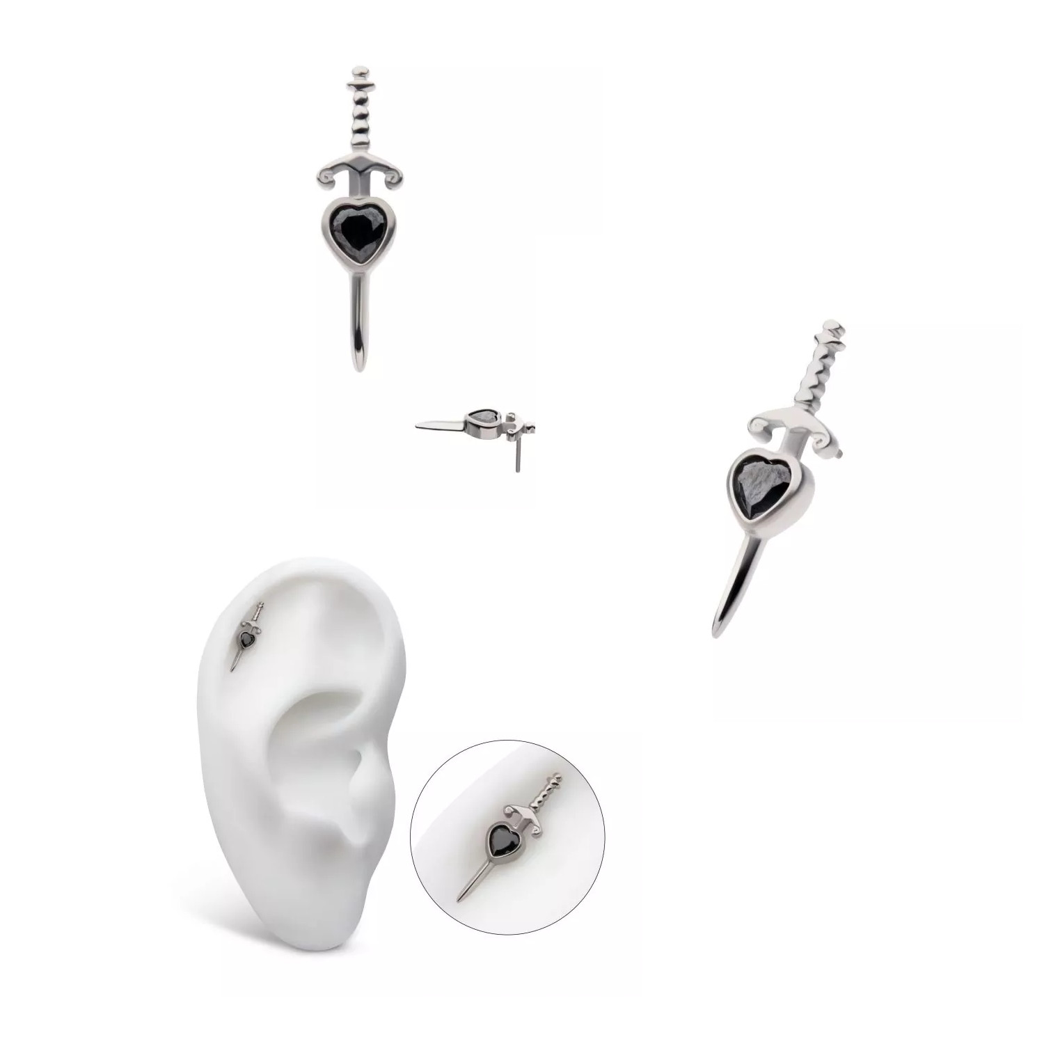 Custom Order Titanium Gemmed Daggers Threadless Ends