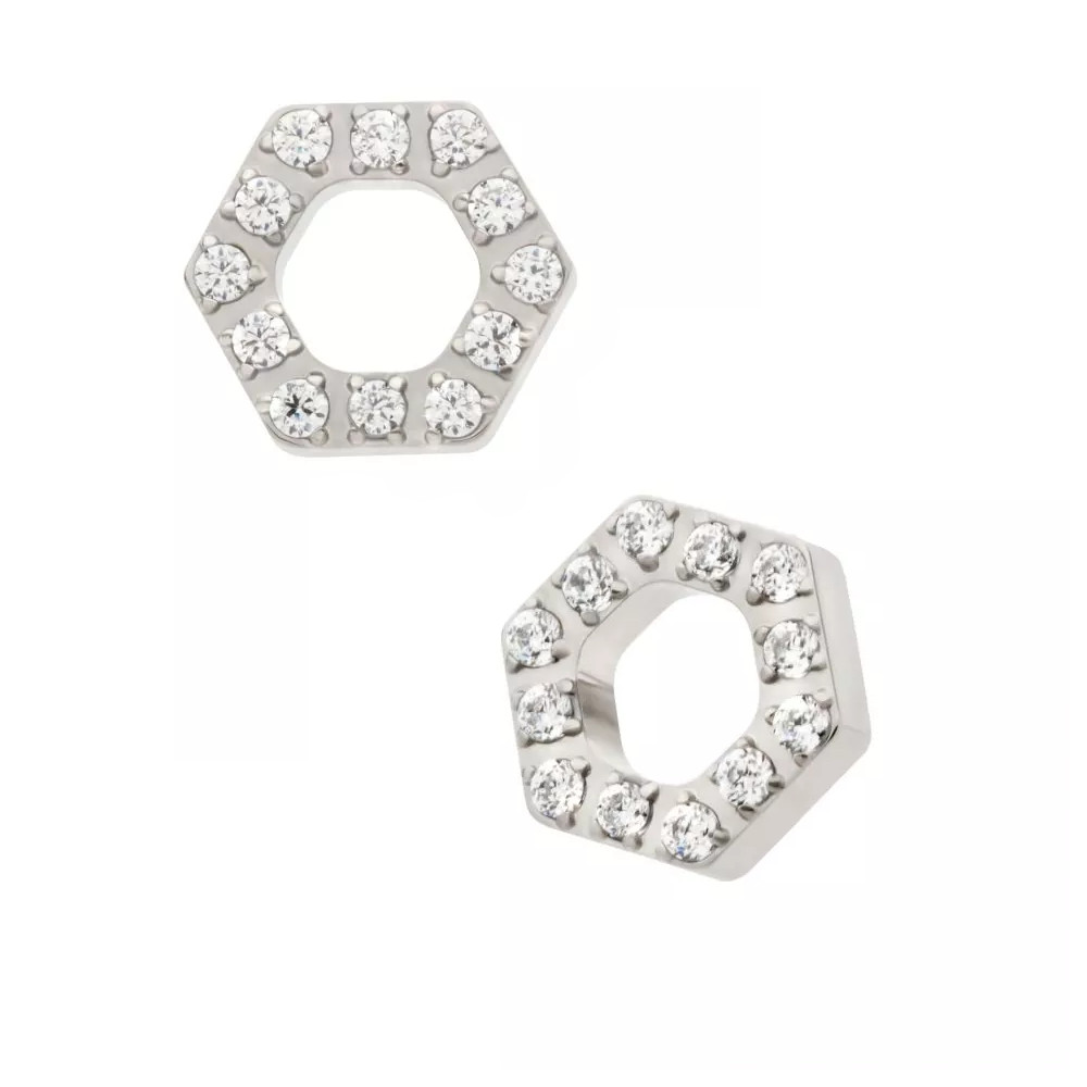 Custom Order Titanium Gemmed Hexagon End