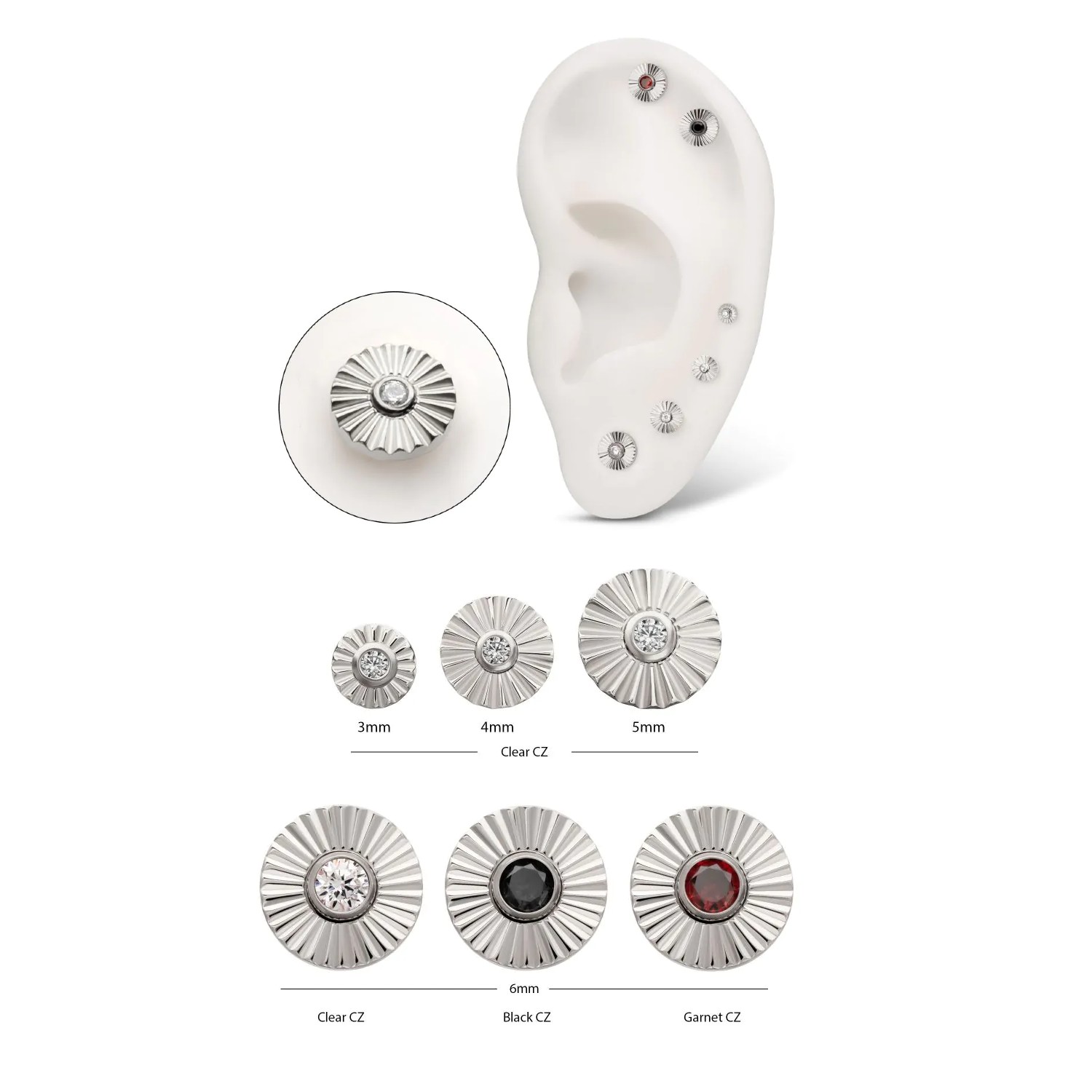 Custom Order Titanium Round Gemmed Radiant Threadless End