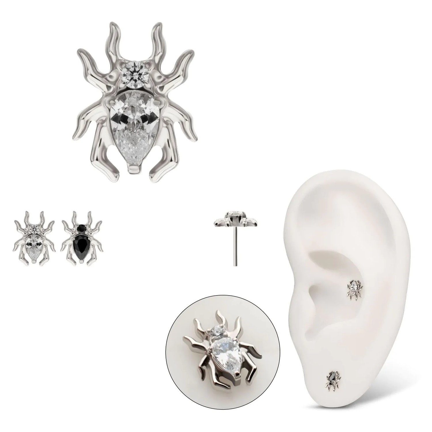 Titanium Gemmed Spider Threadless End