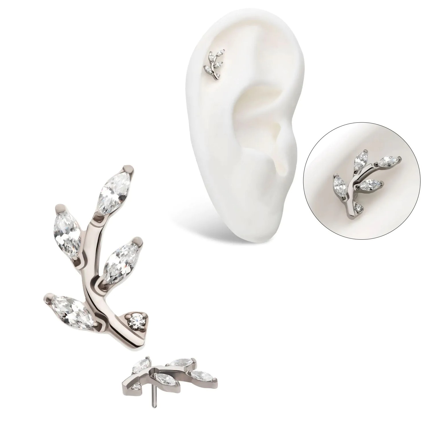 Custom Order Titanium Marquise Leaf Threadless End