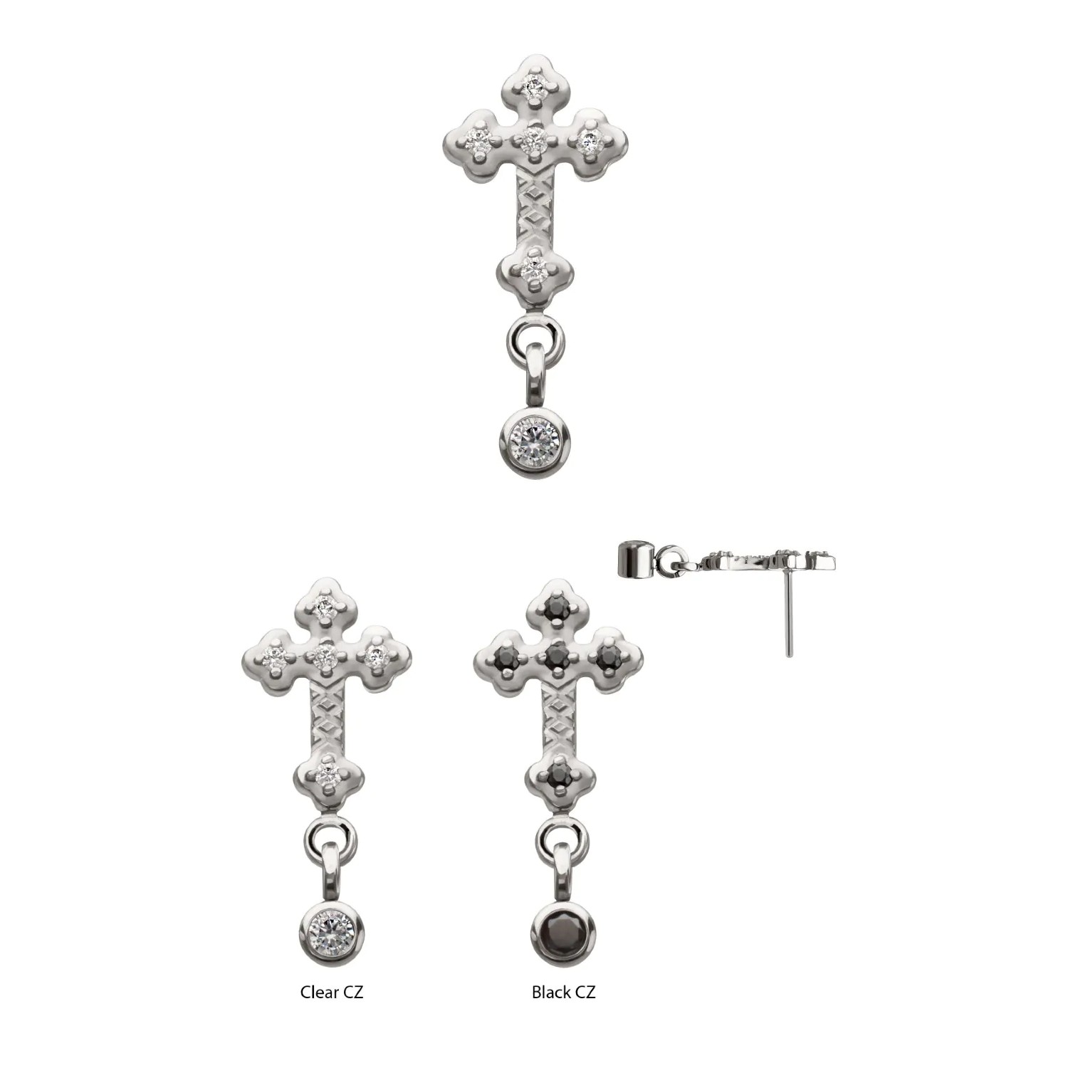 Titanium Threadless Milgrain Edge Cross End