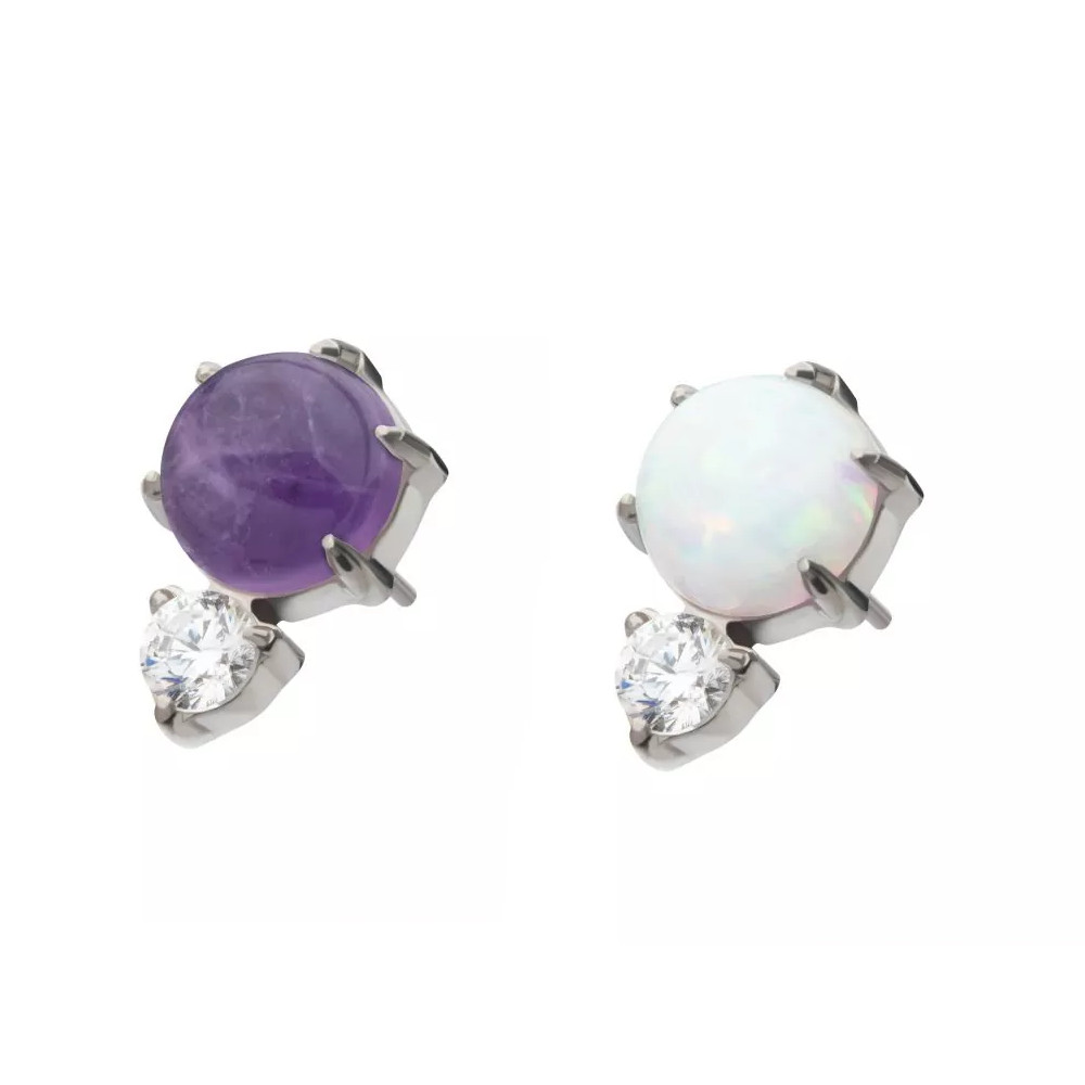 Titanium Prong Set Double Gem End