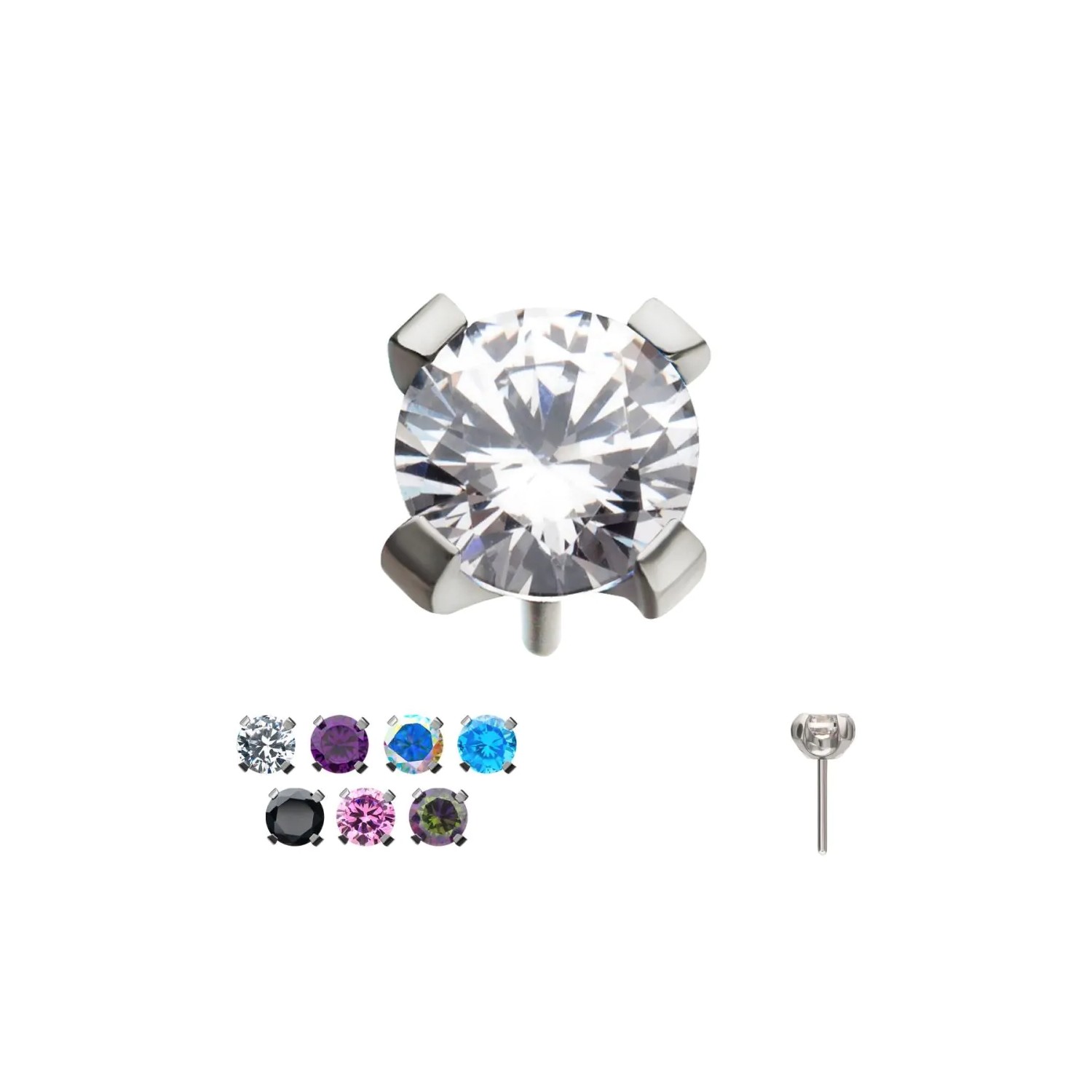 Custom Order Titanium Prong Set Gem Threadless Ends