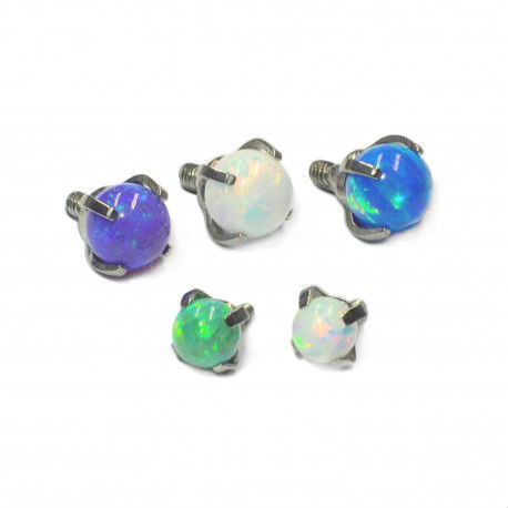 Pre-order Titanium Prong Set Opal Ball Threaded End