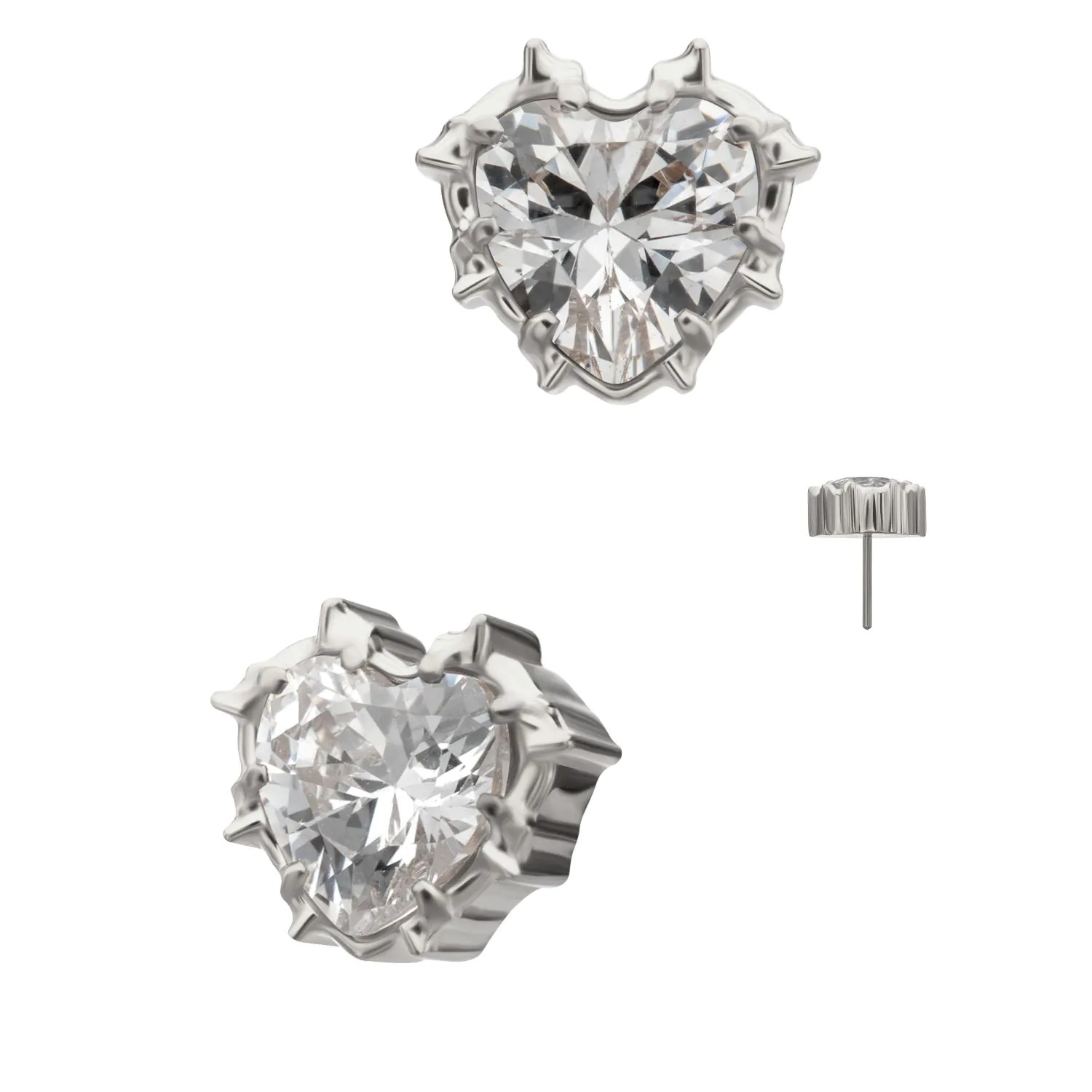 Custom Order Titanium Threadless Spike Gemmed Heart End