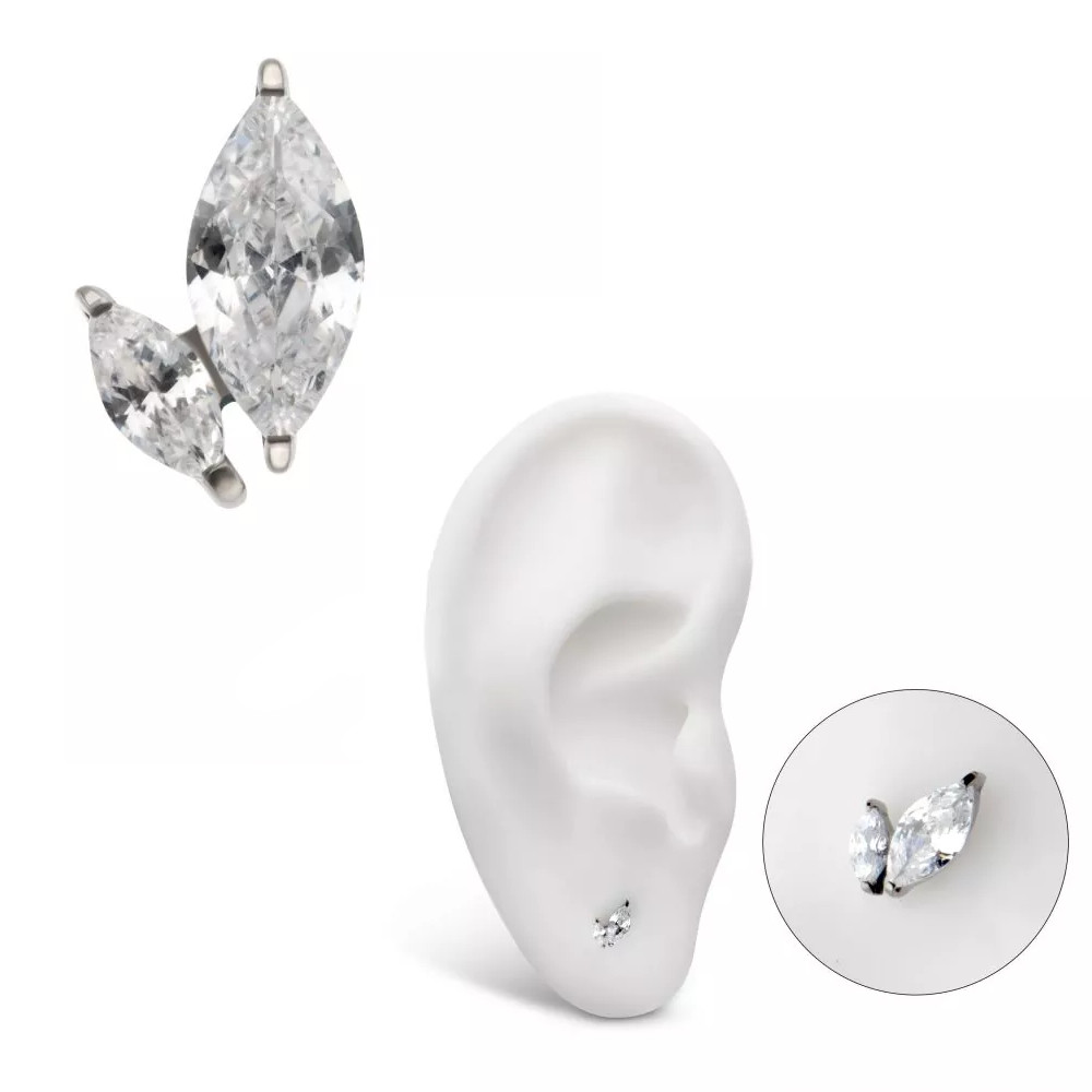 Custom Order Titanium Two Marquise Cluster End