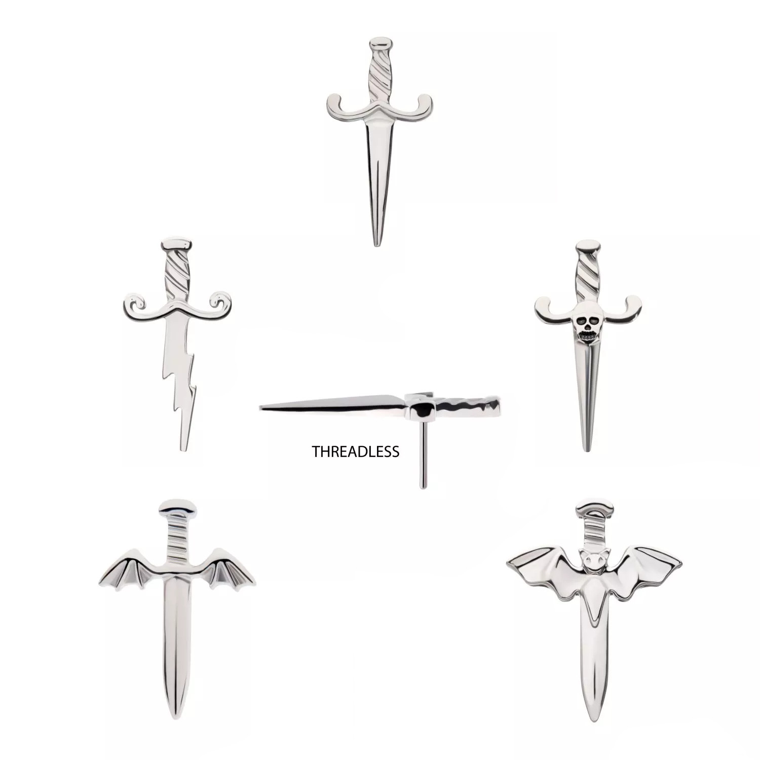 Custom Order Titanium Varies Daggers Threadless Ends