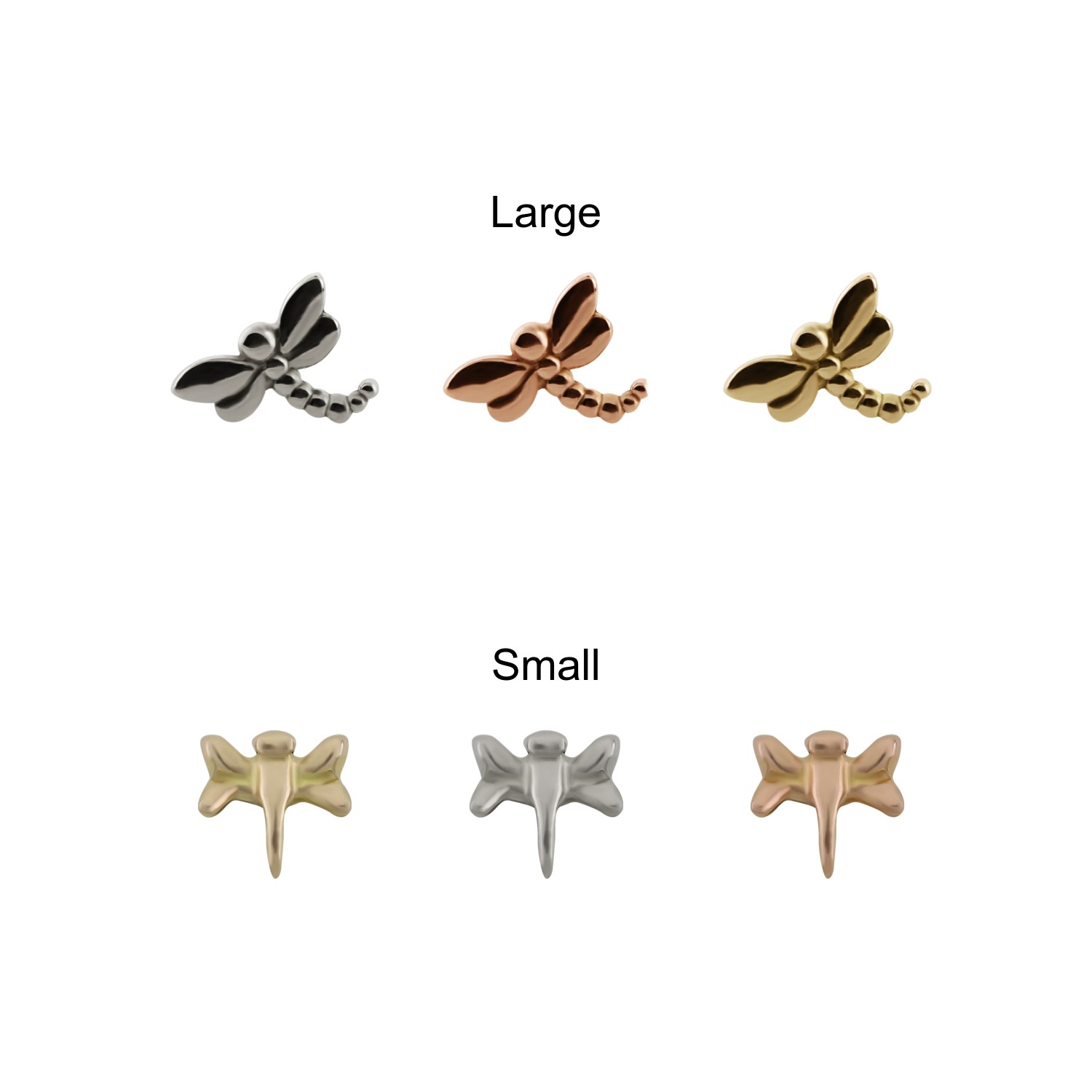 Custom Order 14k Gold Dragonfly Internally Threaded End