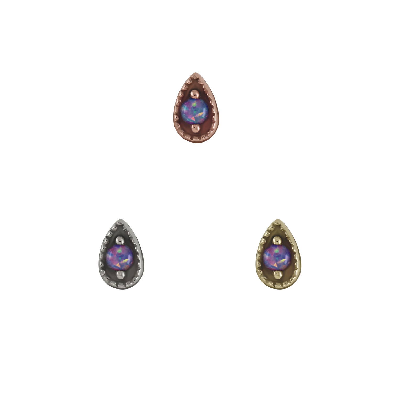 Custom Order 14k Gold Millgrain Pear Threadless End