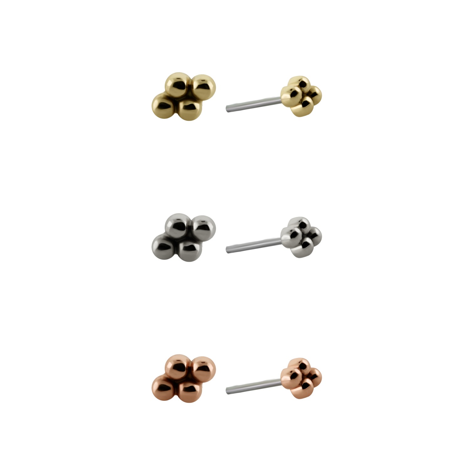 14k Gold Beaded Cluster Threadless Ends Custom Order
