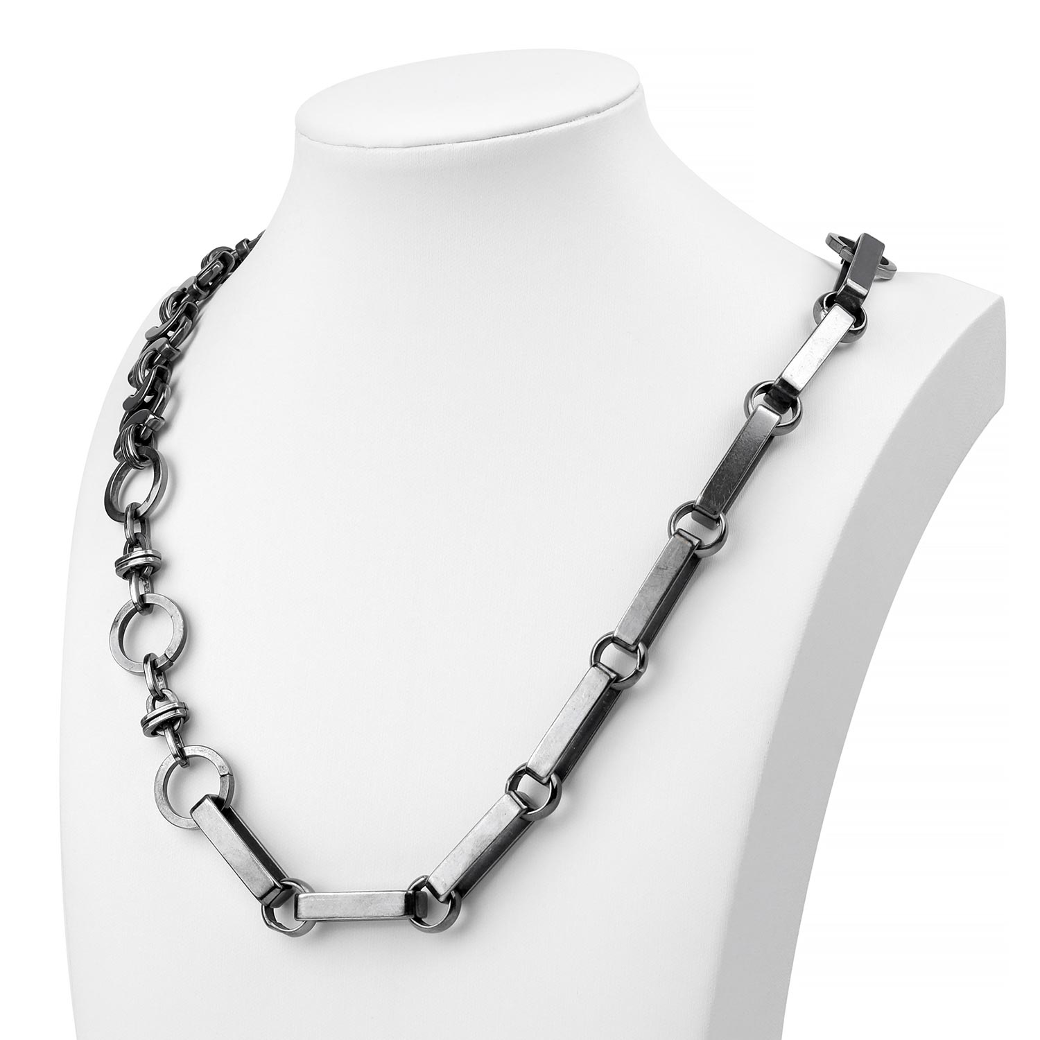 All Mixed Up Chunky Chain White Metal Necklace