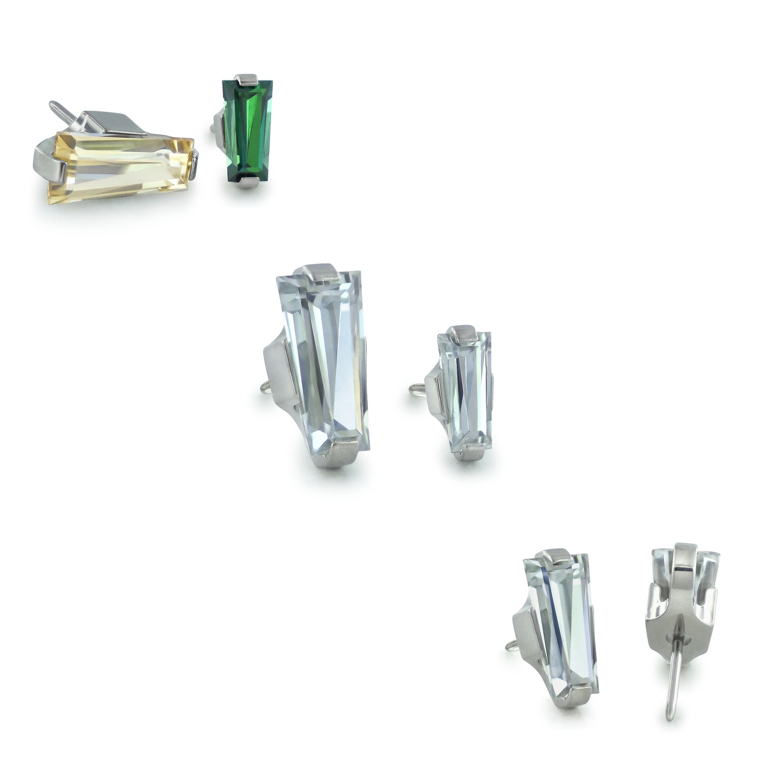 Custom Order Titanium Single Baguette Cut Prong Set Gem End
