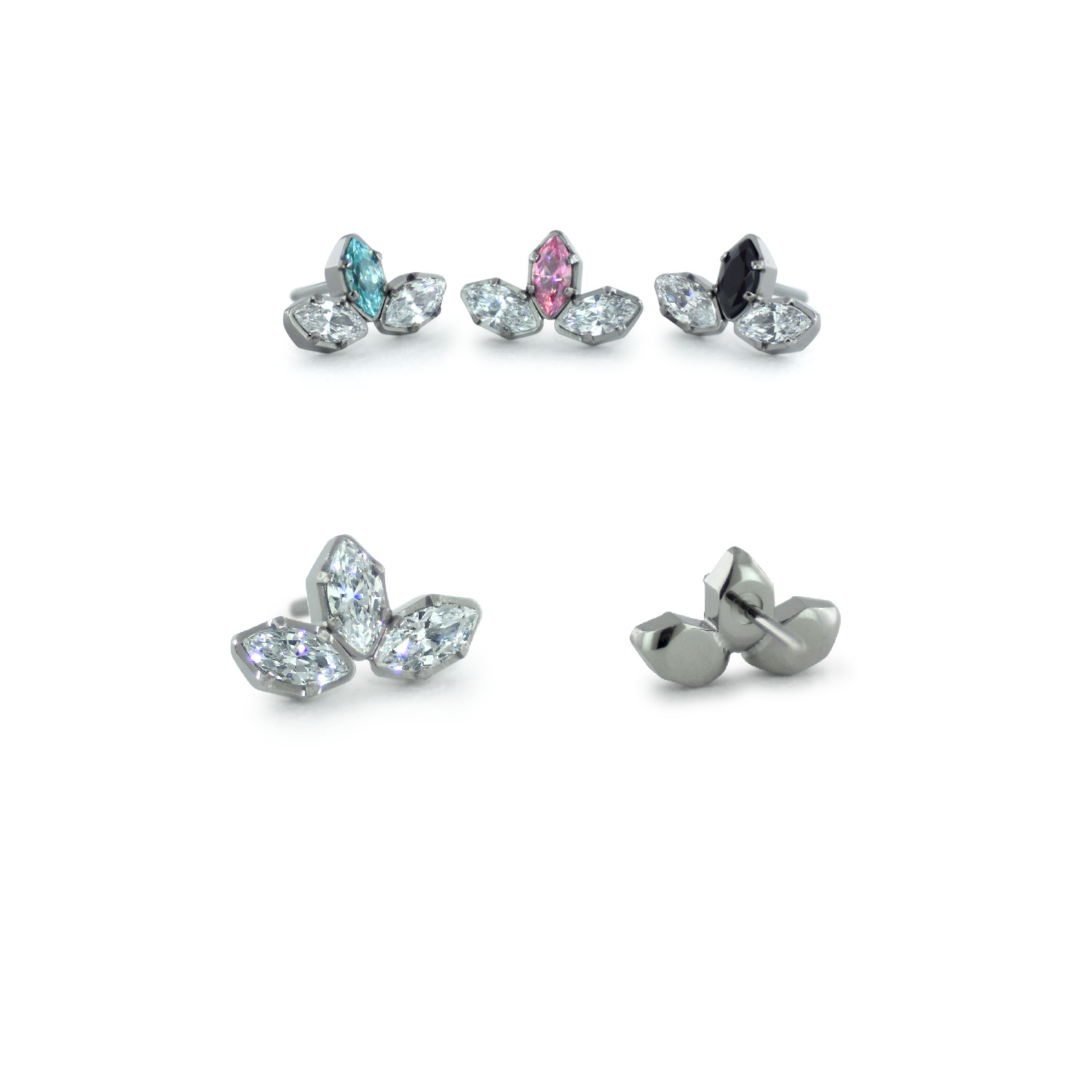 Custom Order Titanium Center Marquisse Cut Gem Fan Clusters