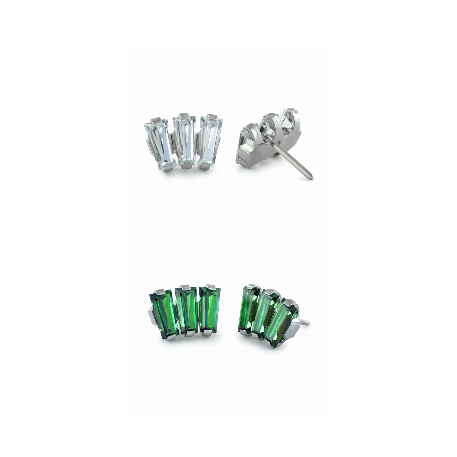 Custom Order Titanium Baguette Fan Cluster Threadless End