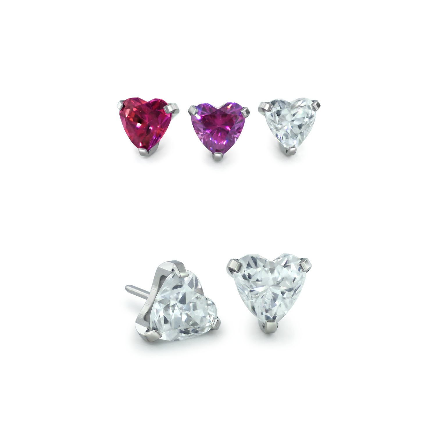 Neometal Titanium Heart Shaped Prong Set Threadless End