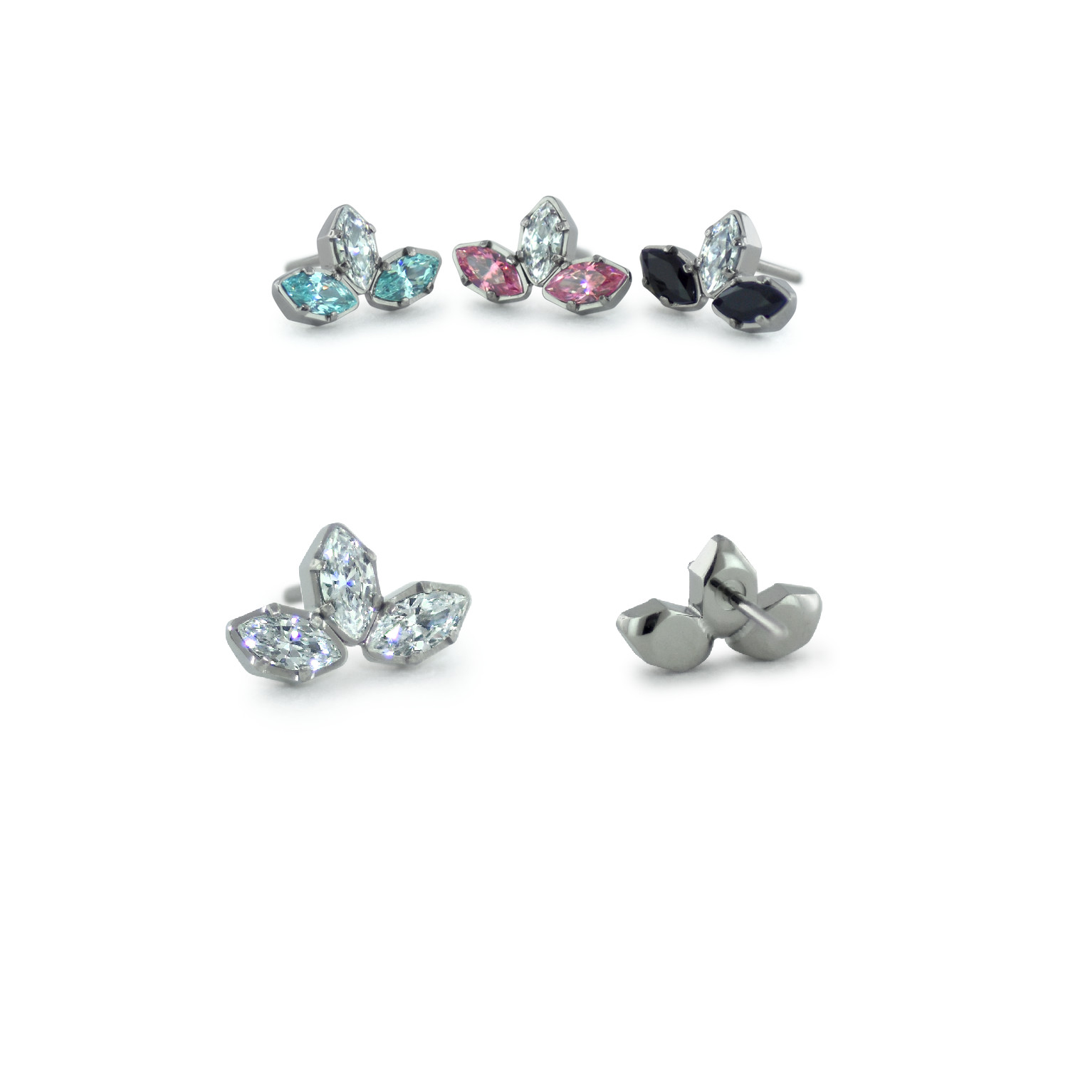 Custom Order Titanium Side Marquisse Cut Gem Fan Clusters