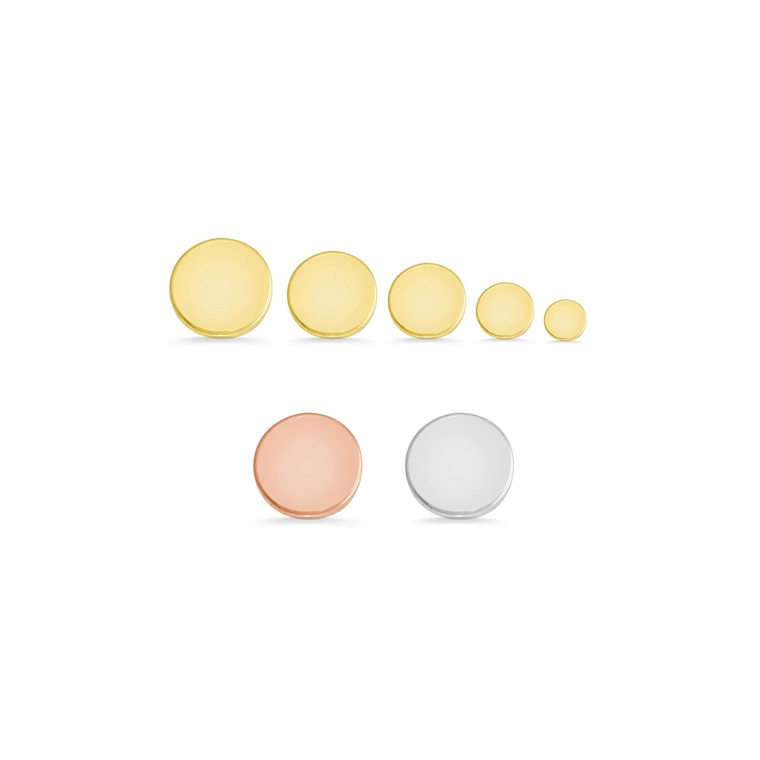 14k Gold Round Disc Internally Threaded End