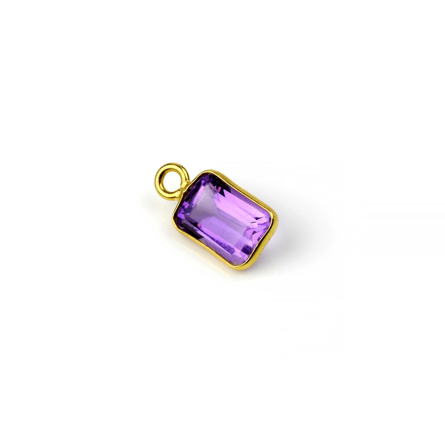 Solid Yellow Gold 18k Charm With Grade A Amethyst