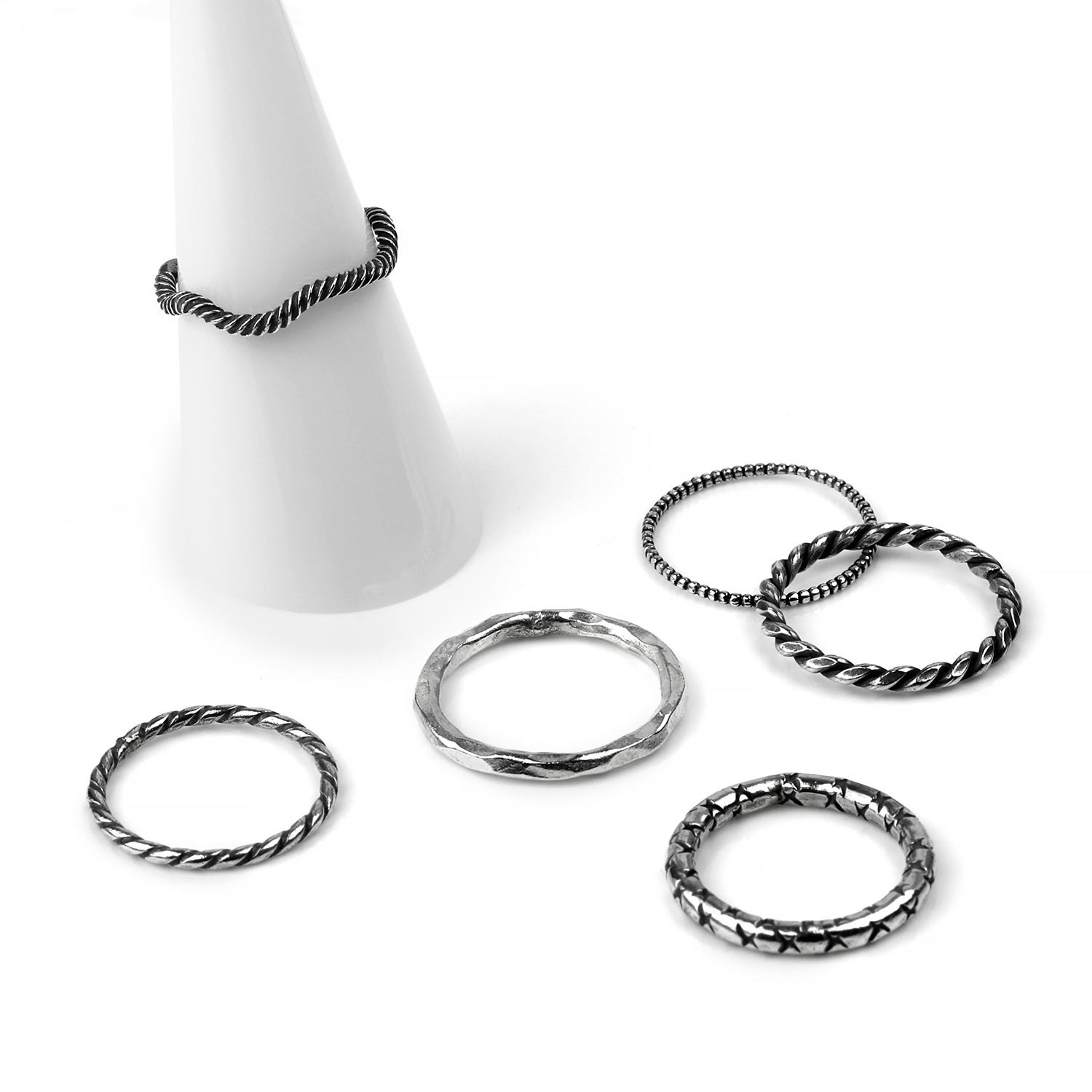 Assorted Textured Silver Rings