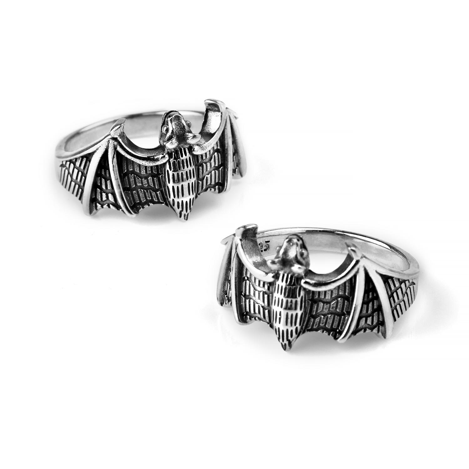 Silver Bat Outta Hell Ring In Sterling Silver