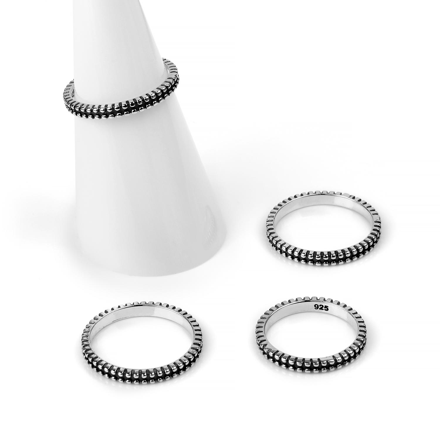 Sterling Silver Beaded Finger Ring
