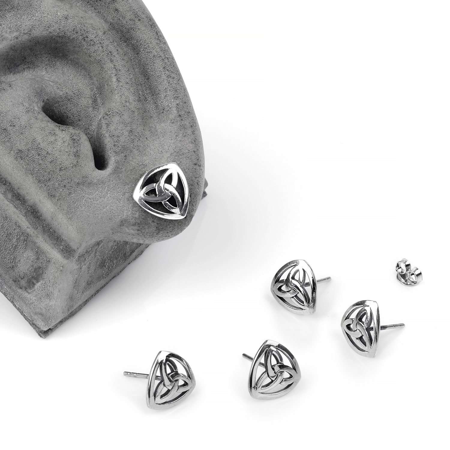 Sterling Silver Celtic Triquetra Knot Stud Earrings