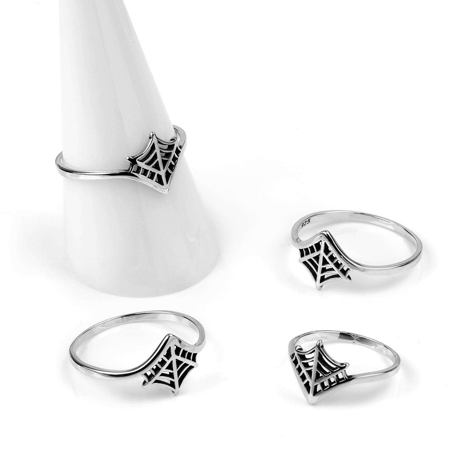 Sterling Silver Web Chevron Finger Ring