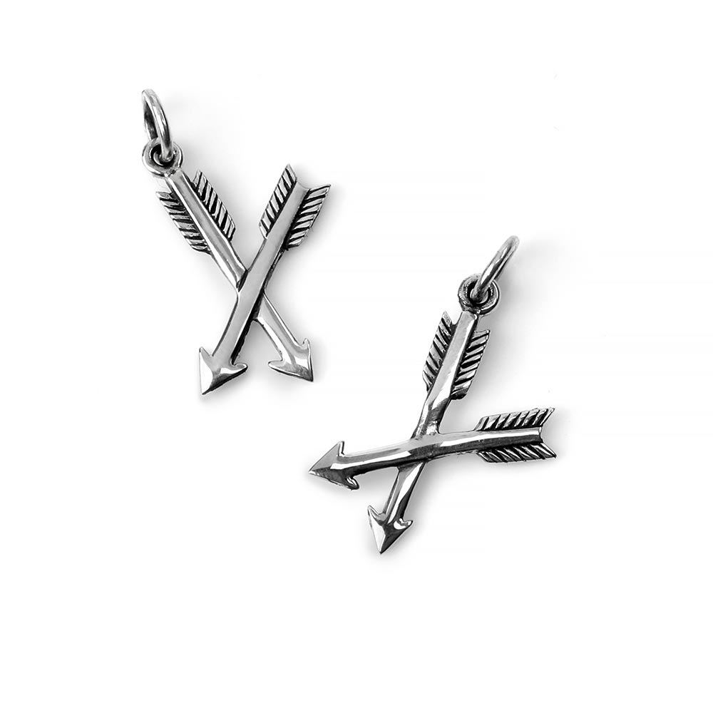 Sterling Silver Crossed Arrows Pendant Necklace Charms