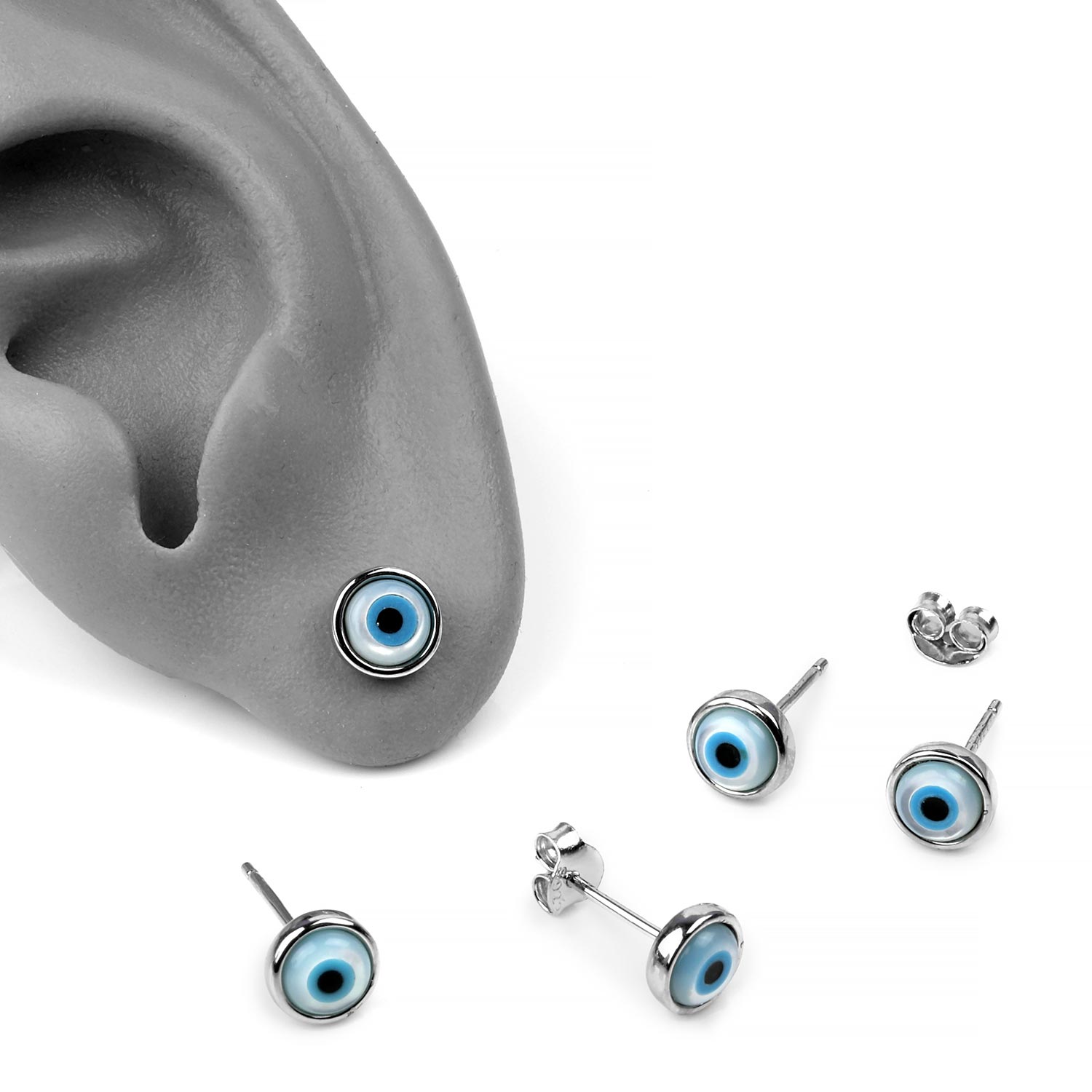 Sterling Silver Evil Eye Earrings