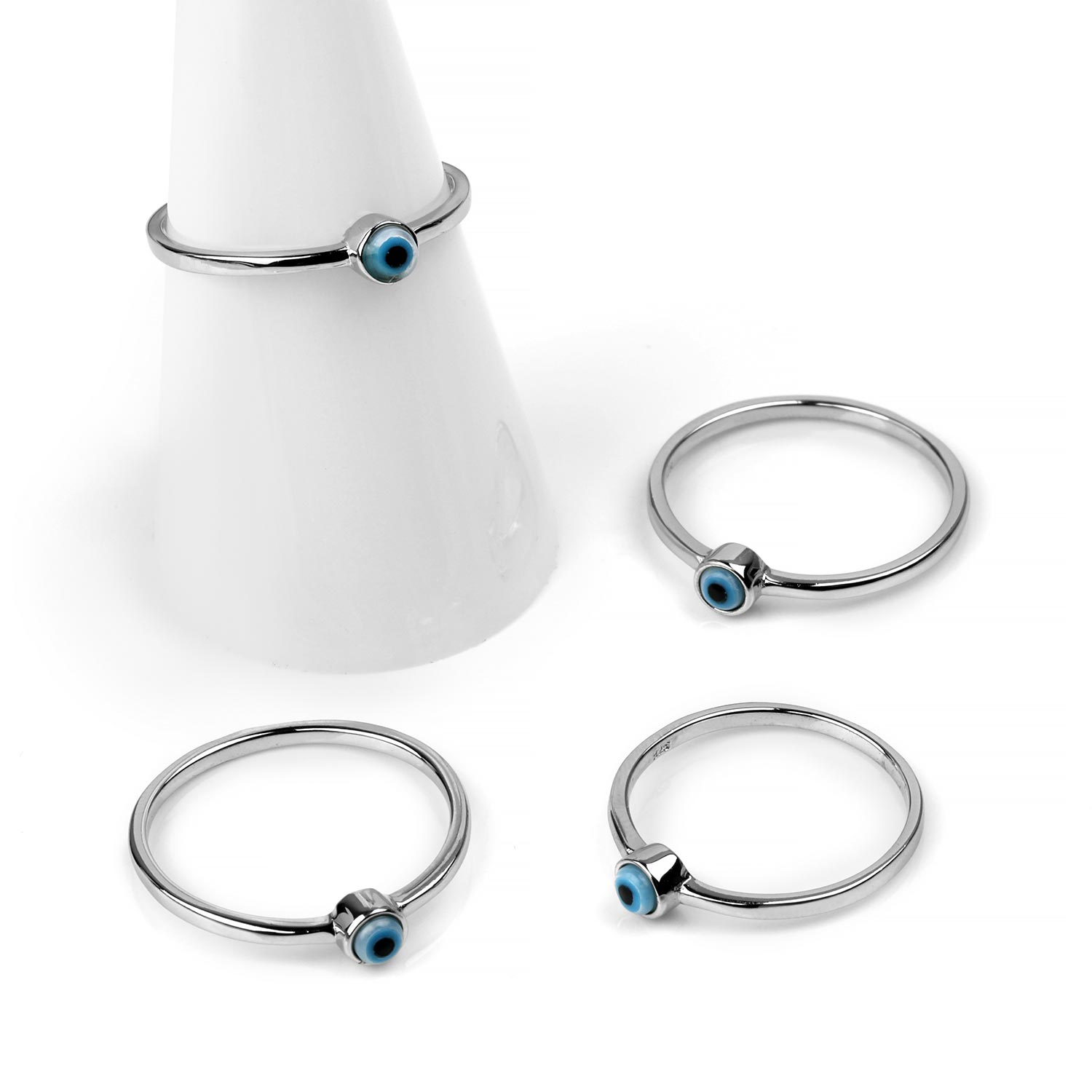 Sterling Silver Evil Eye Finger Ring