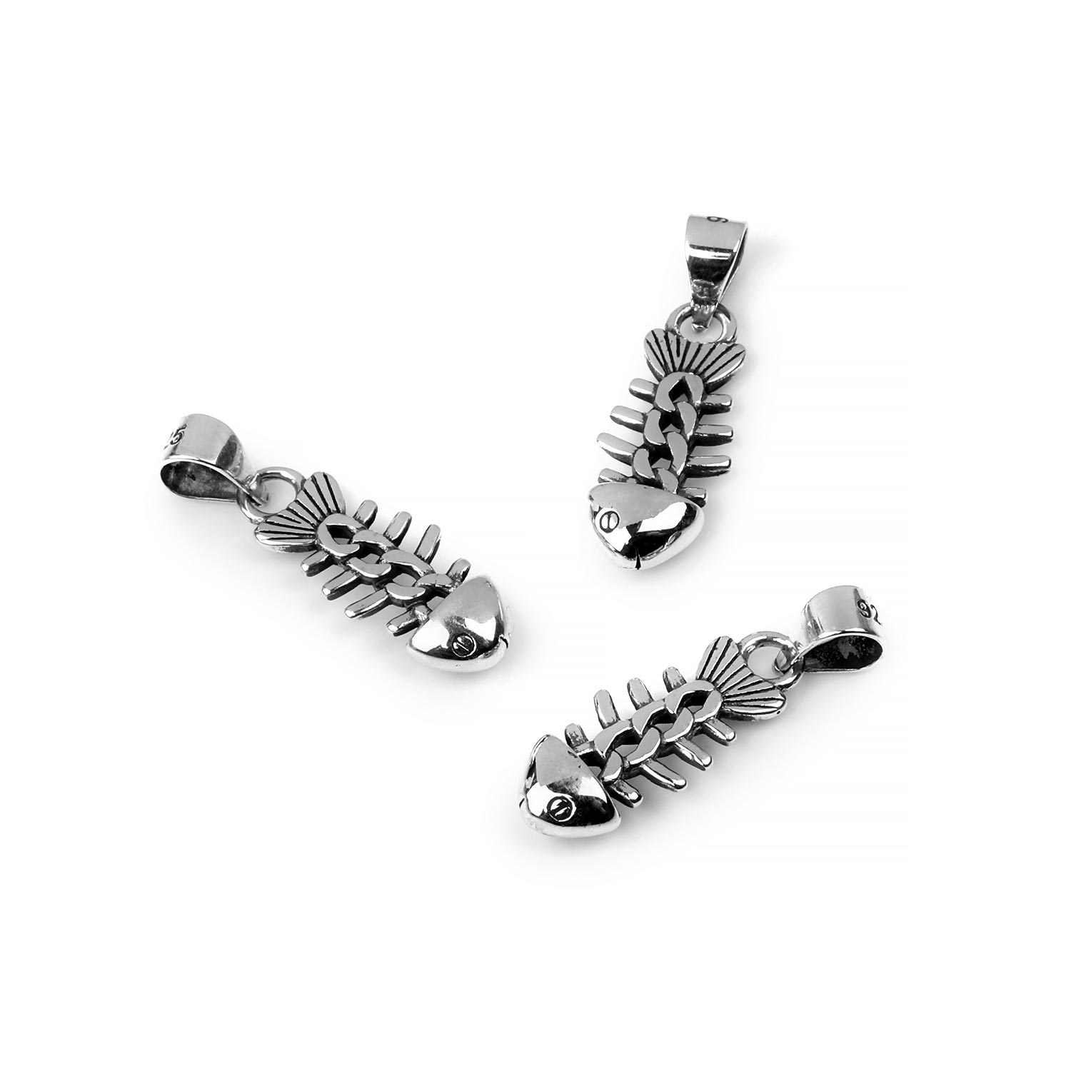 Sterling Silver Fish Bone Pendant For Necklaces