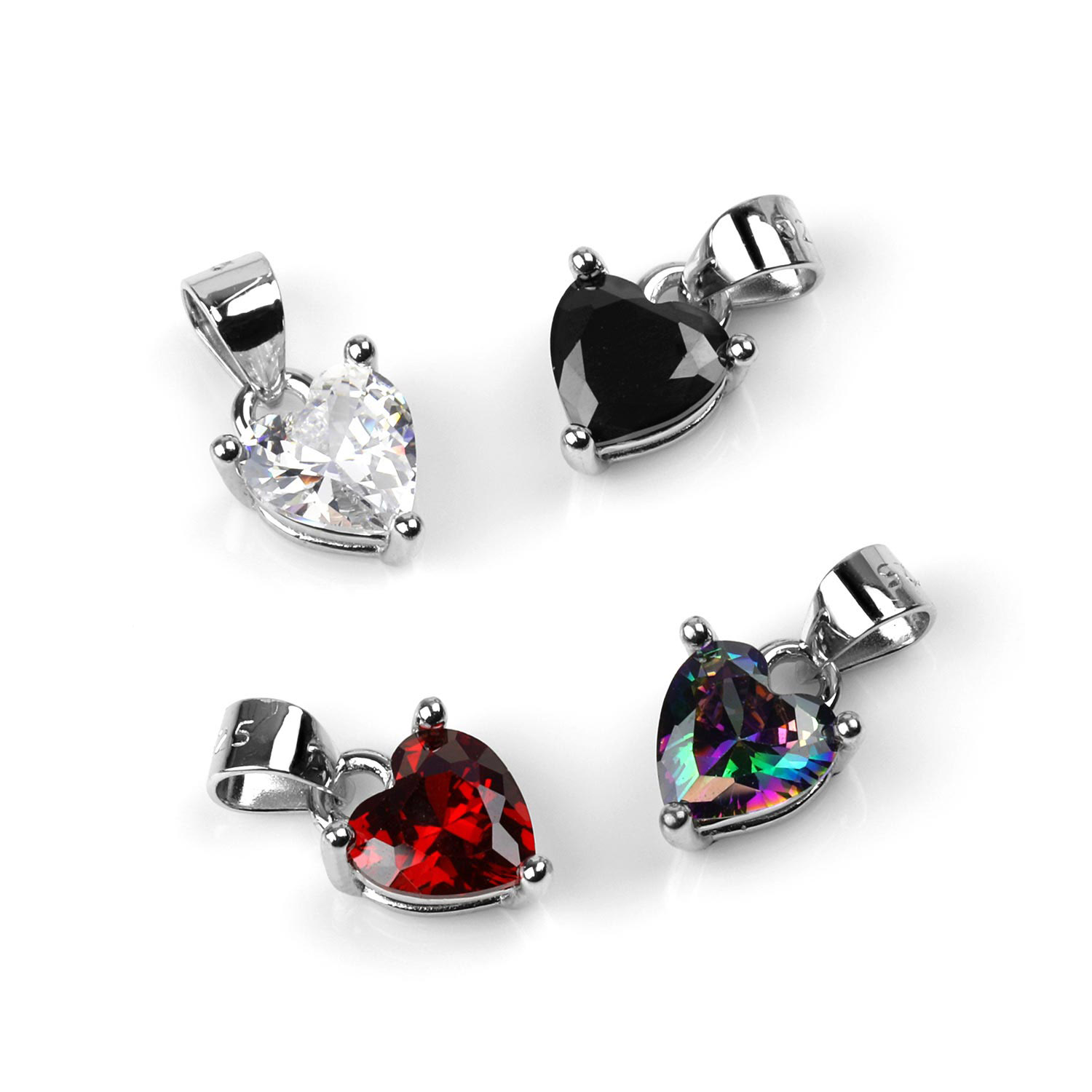 Silver Prong Set Heart Gem Pendant